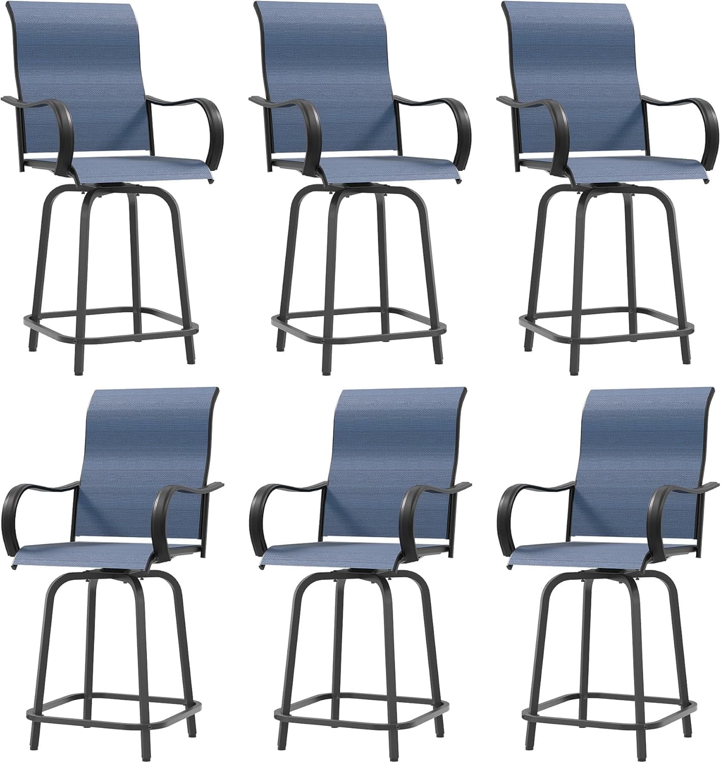 ECOPATIO Patio Swivel Bar Stools Chair of 6, All Weather High Back and ...