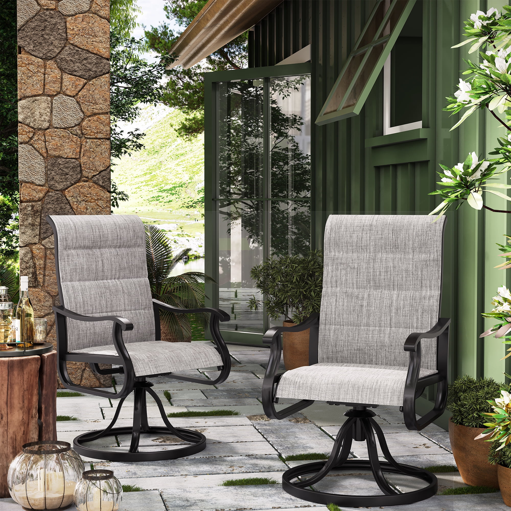 ECOPATIO Outdoor Furniture Rockers, Swivel Patio Chairs Set of 2, High ...