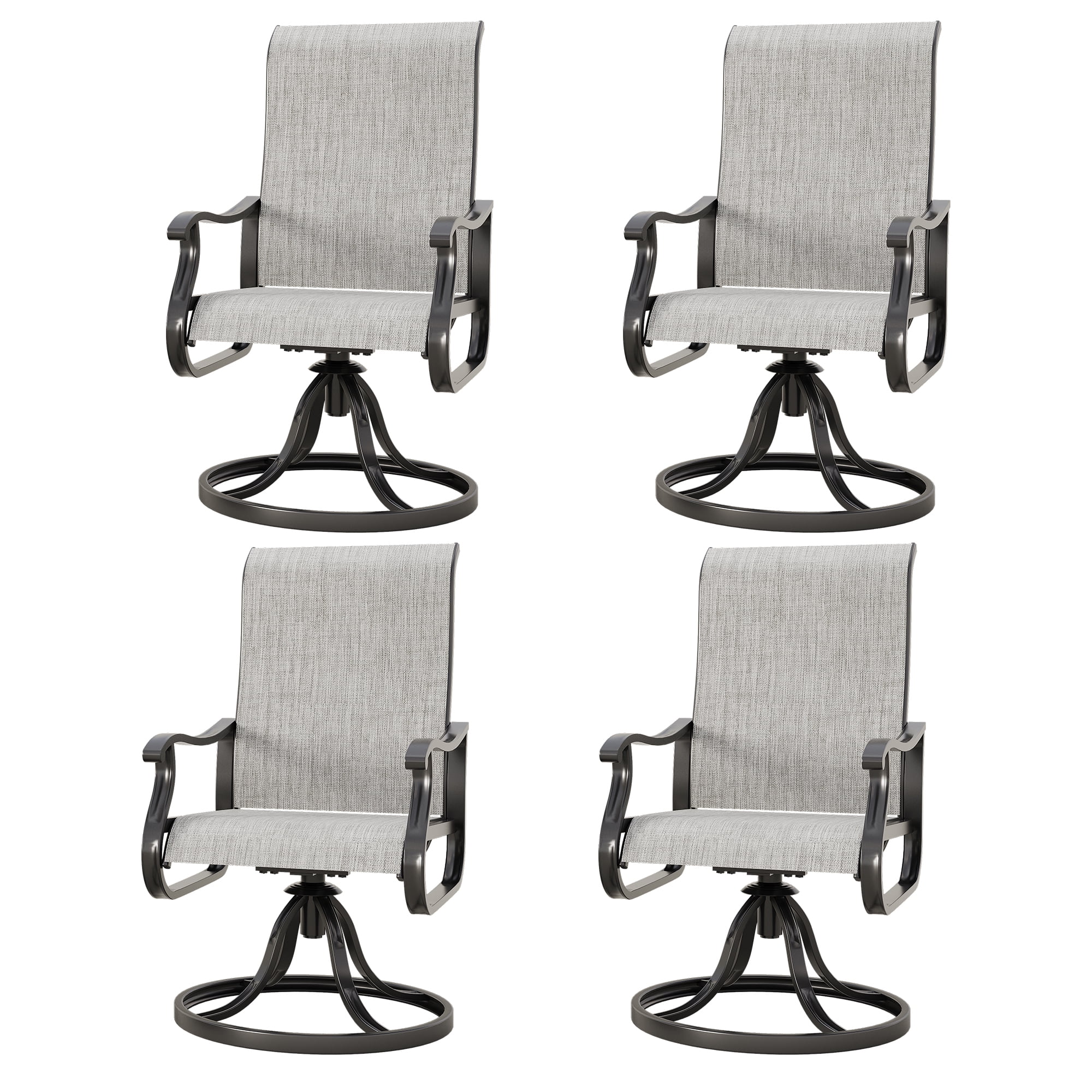 ECOPATIO Outdoor Patio Swivel Chairs, Dining Set of 4, High Back ...