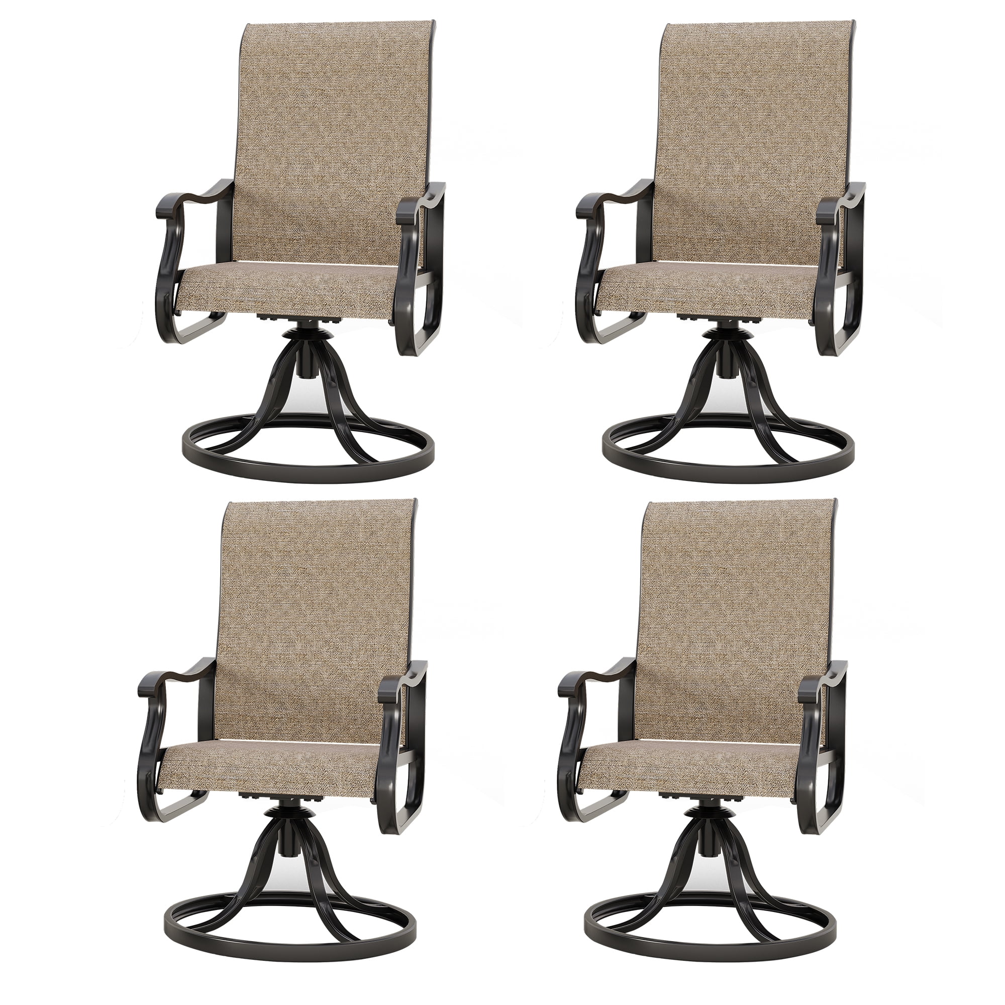 ECOPATIO Set of 4 Swivel Patio Chairs, High Back, All-Weather Textilene ...