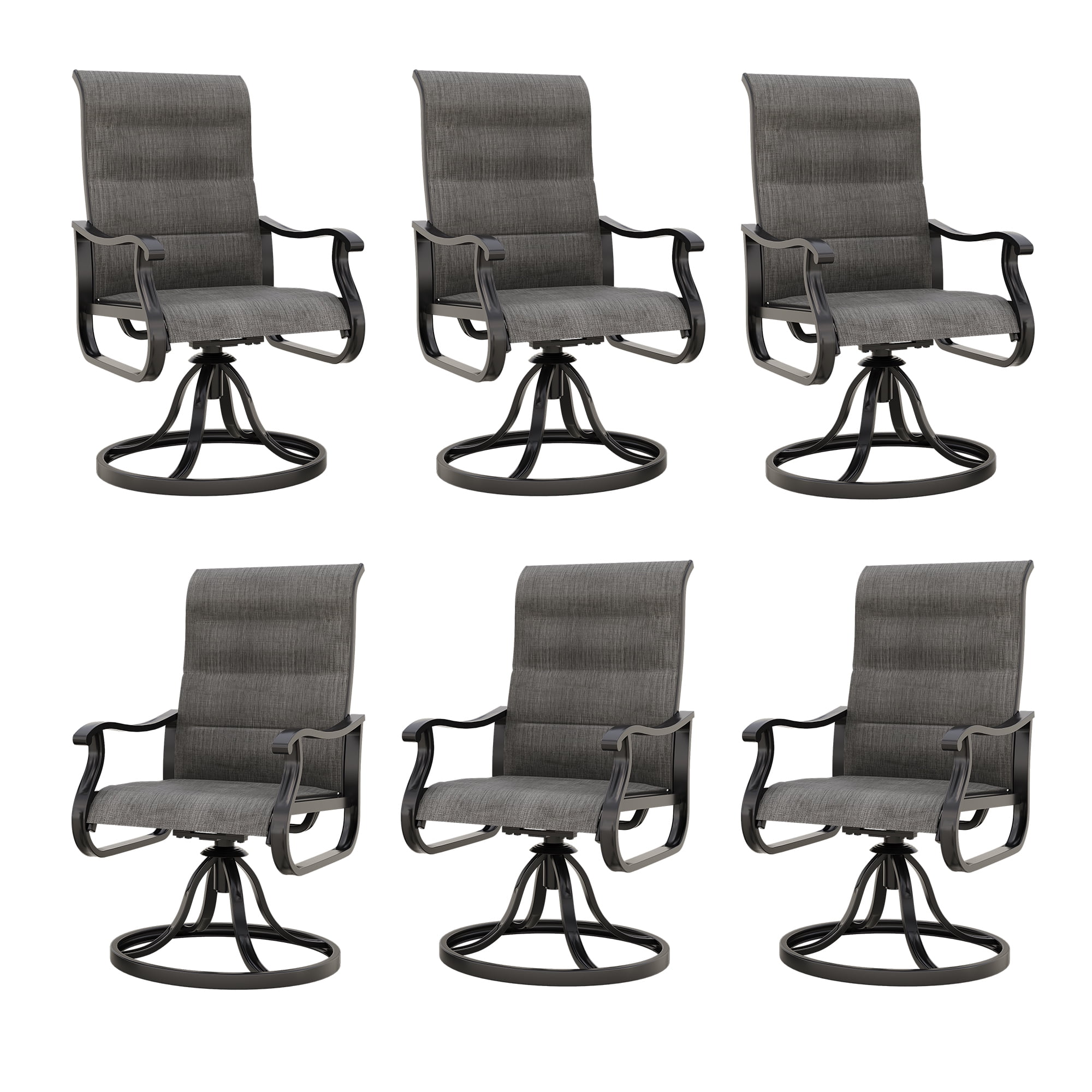 ECOPATIO Outdoor Swivel Patio Chairs Set of 6, High Back Padded, All ...