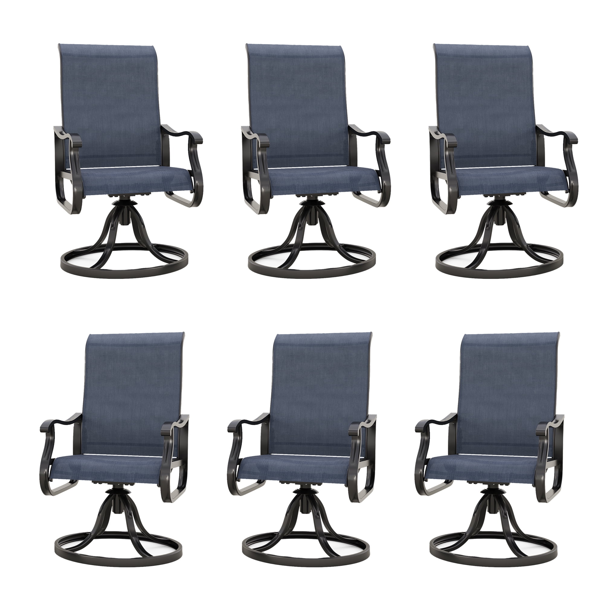 ECOPATIO Set of 6 Patio Swivel Chairs, High Back, Weather-Resistant ...