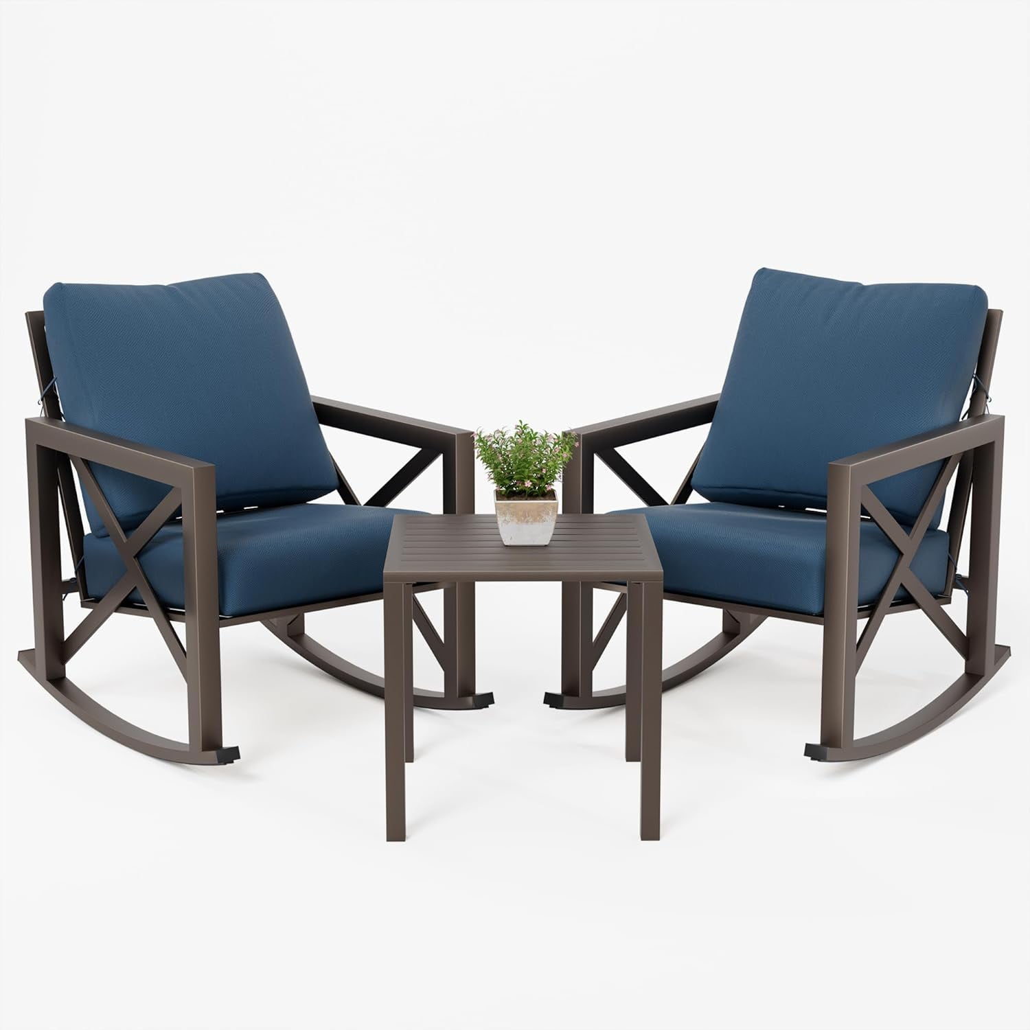 ECOPATIO Rocking Chair Bistro Set,3 Piece Outdoor Patio Furniture Set ...