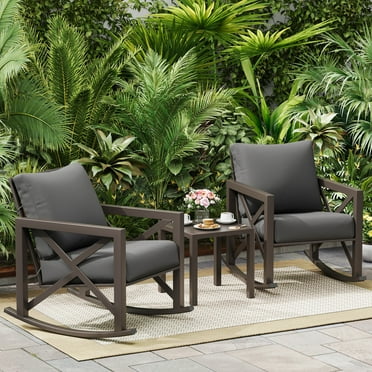 Gymojoy 3 Pieces Patio Furniture Set, Outdoor Swivel Gliders Rocker ...