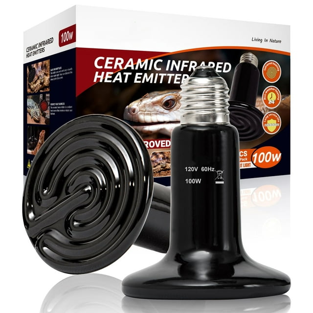 ECOSUB 100W Reptile Heat Lamp, Ceramic Heat Emitter Night Reptile ...