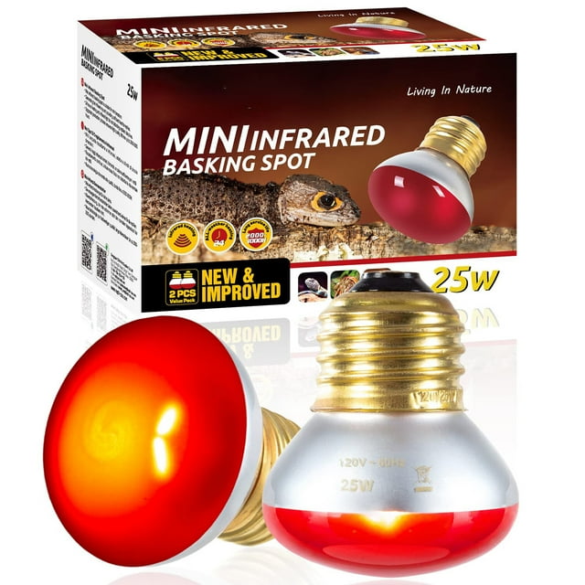 ECOSUB 25W Reptile Heat Lamp, Mini Upgraded Nano Infrared Basking Spot ...