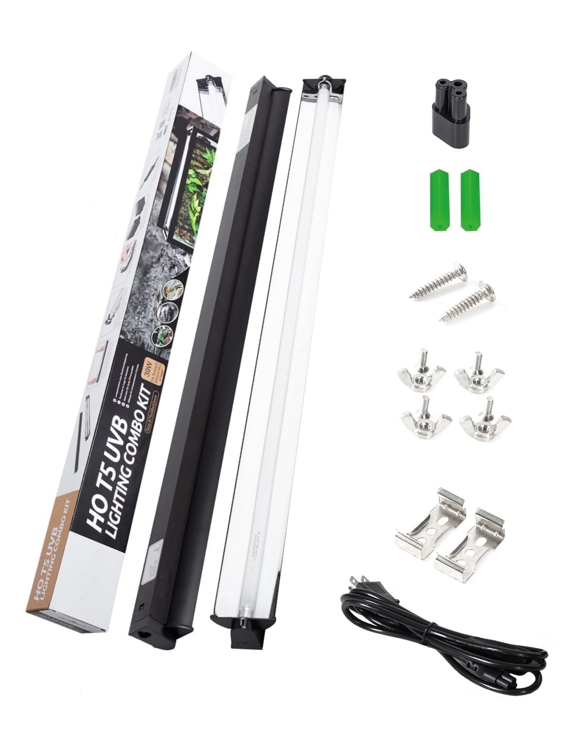 ECOSUB 39W Reptile Lighting Combo Kit, with Detachable Curved Reflector and T5 5.0 HO UVB Lamp ...