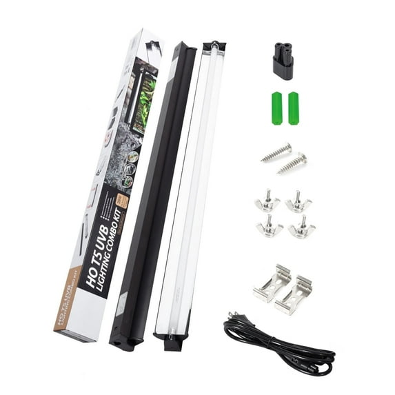 ECOSUB 39W Reptile Lighting Combo Kit, with Detachable Curved Reflector and T5 5.0 HO UVB Lamp ...