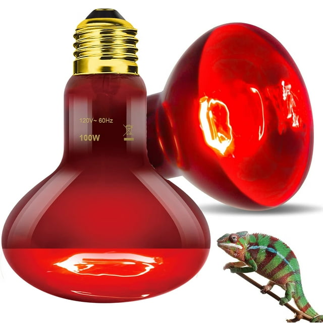 ECOSUB Reptile Heat Lamp 100W, 2Pcs E26 Basking Spot Light, Infrared Heat Lamp, Red - Walmart.com