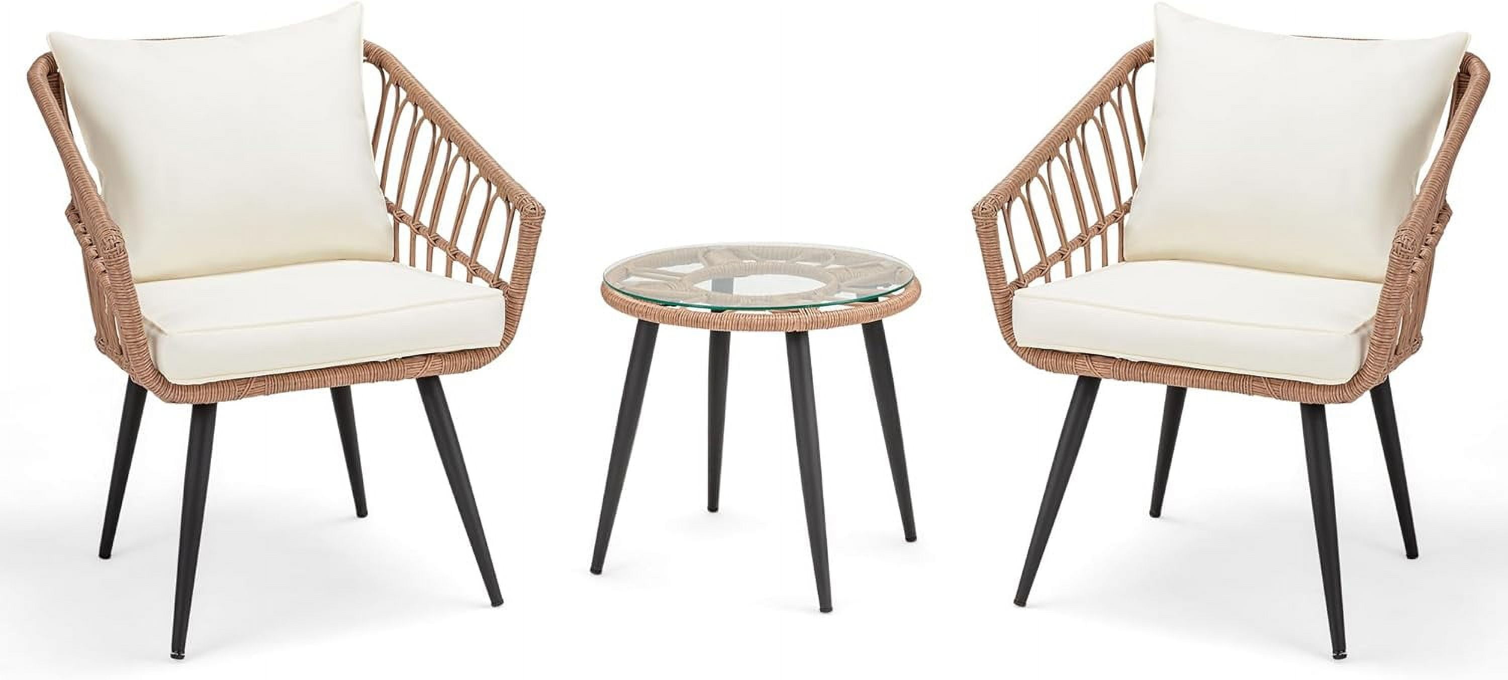 ECOTOUGE 3 Piece Wicker Patio Bistro Set, Outdoor Rattan Dining Set ...