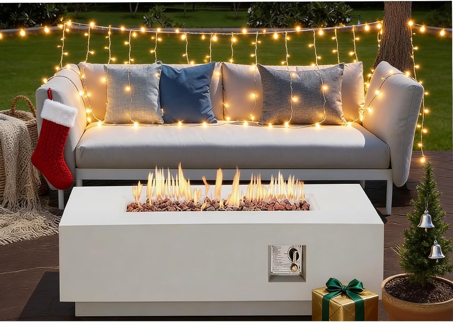 ECOTOUGE 56'' Gas Fire Pit, Outdoor Propane Firepit, Auto-Ignition ...