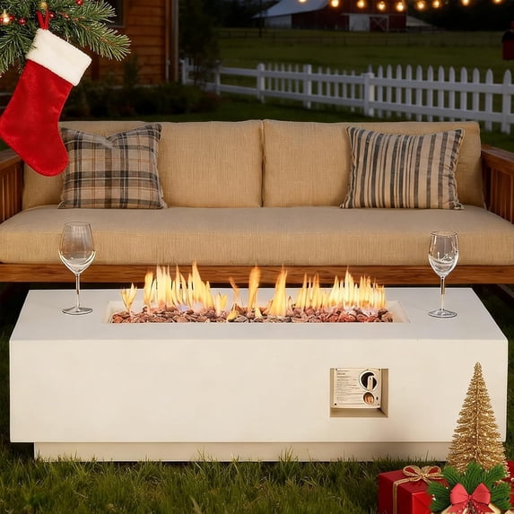 ECOTOUGE 56''Gas Fire Pit, Outdoor Propane Firepit Table w/Side Handles ...