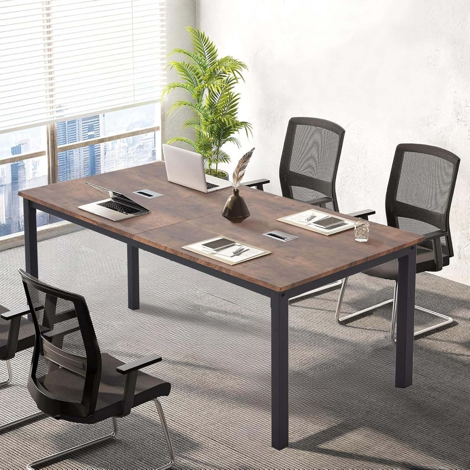 ECOTOUGE 6.5FT Conference Table, 78.7 inch Rectangle Meeting Seminar ...