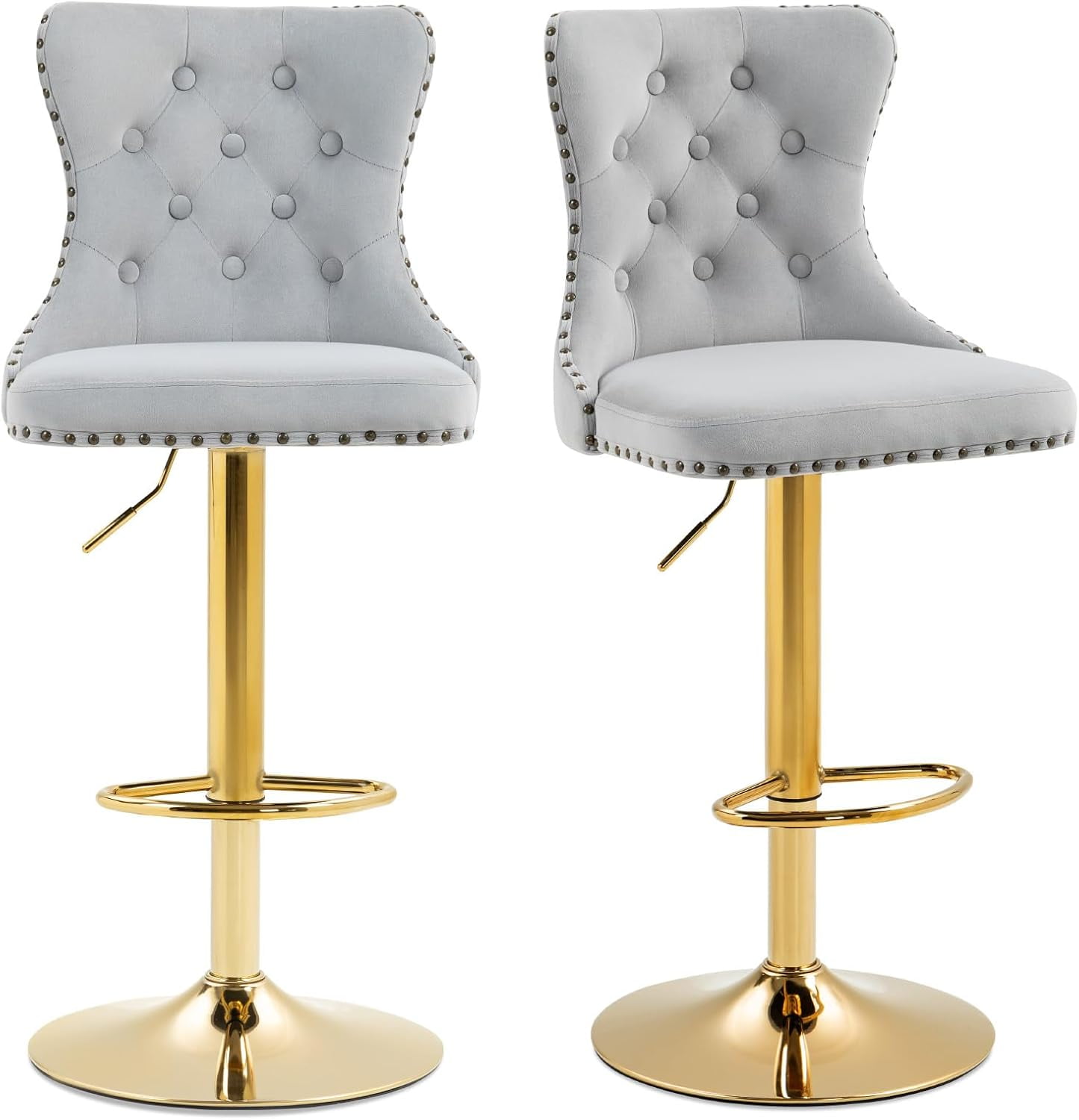 ECOTOUGE Adjustable Bar Stools Set of 2, Swivel Counter Height Chairs ...