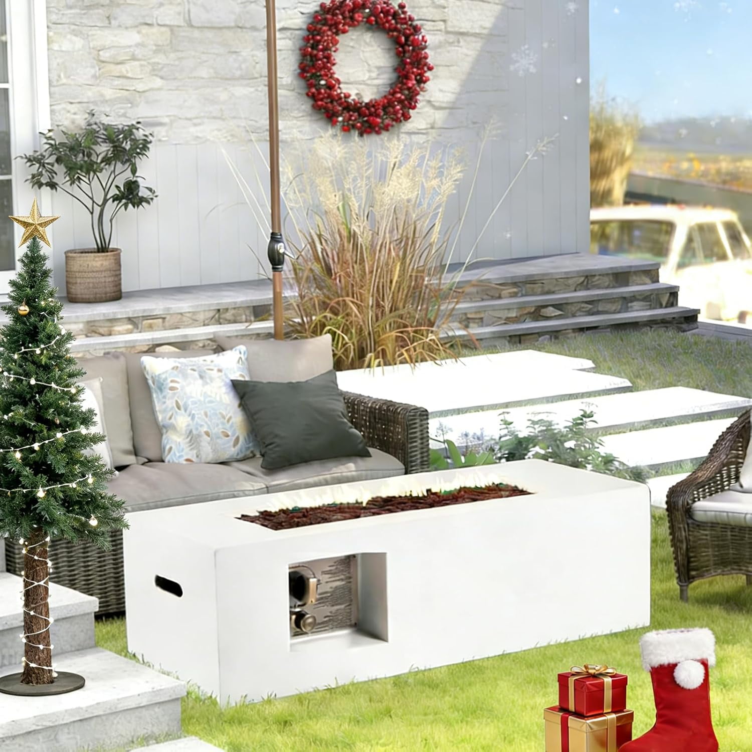 ECOTOUGE Outdoor Propane Fire Pit Table, 42 Inch Gas Fire Pit ...