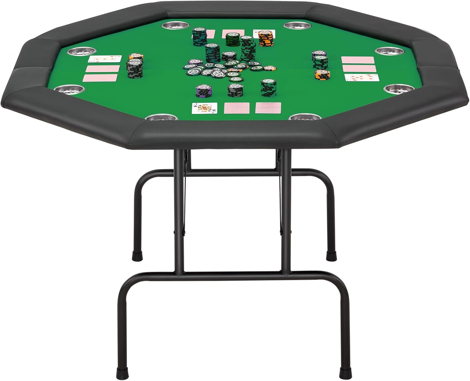 ECOTOUGE Round Poker Table, Casino Texas Holdem Table with Folding ...