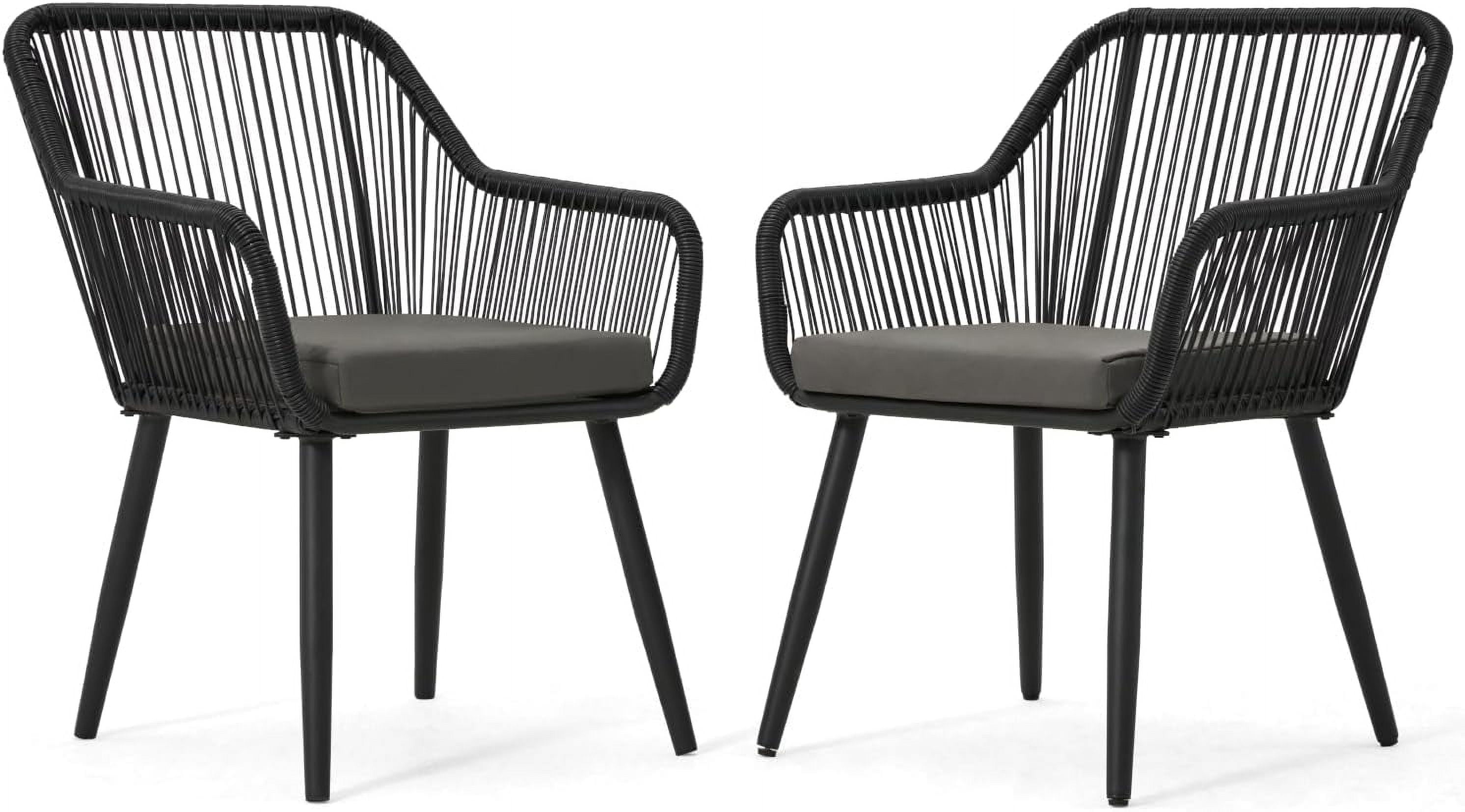 ECOTOUGE Set of 2 Patio Wicker Dining Chairs, All-Weather Woven Rattan ...