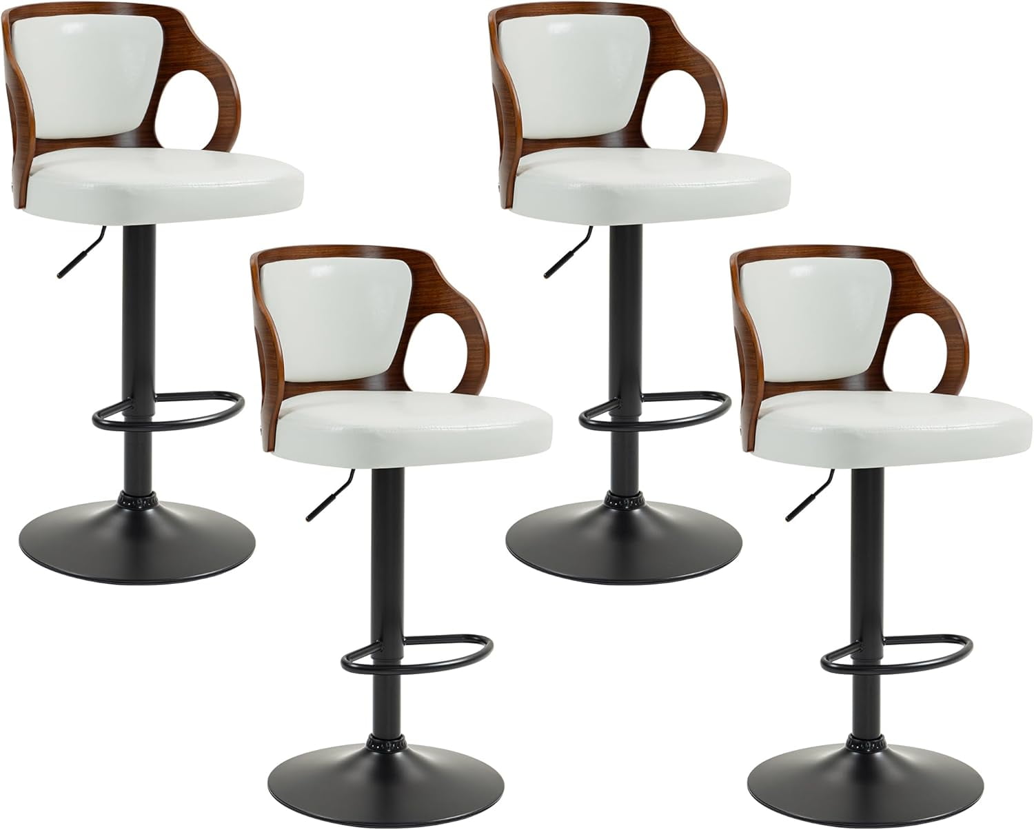 ECOTOUGE Swivel Bar Stools Set of 4, Height Adjustable Bentwood Island ...