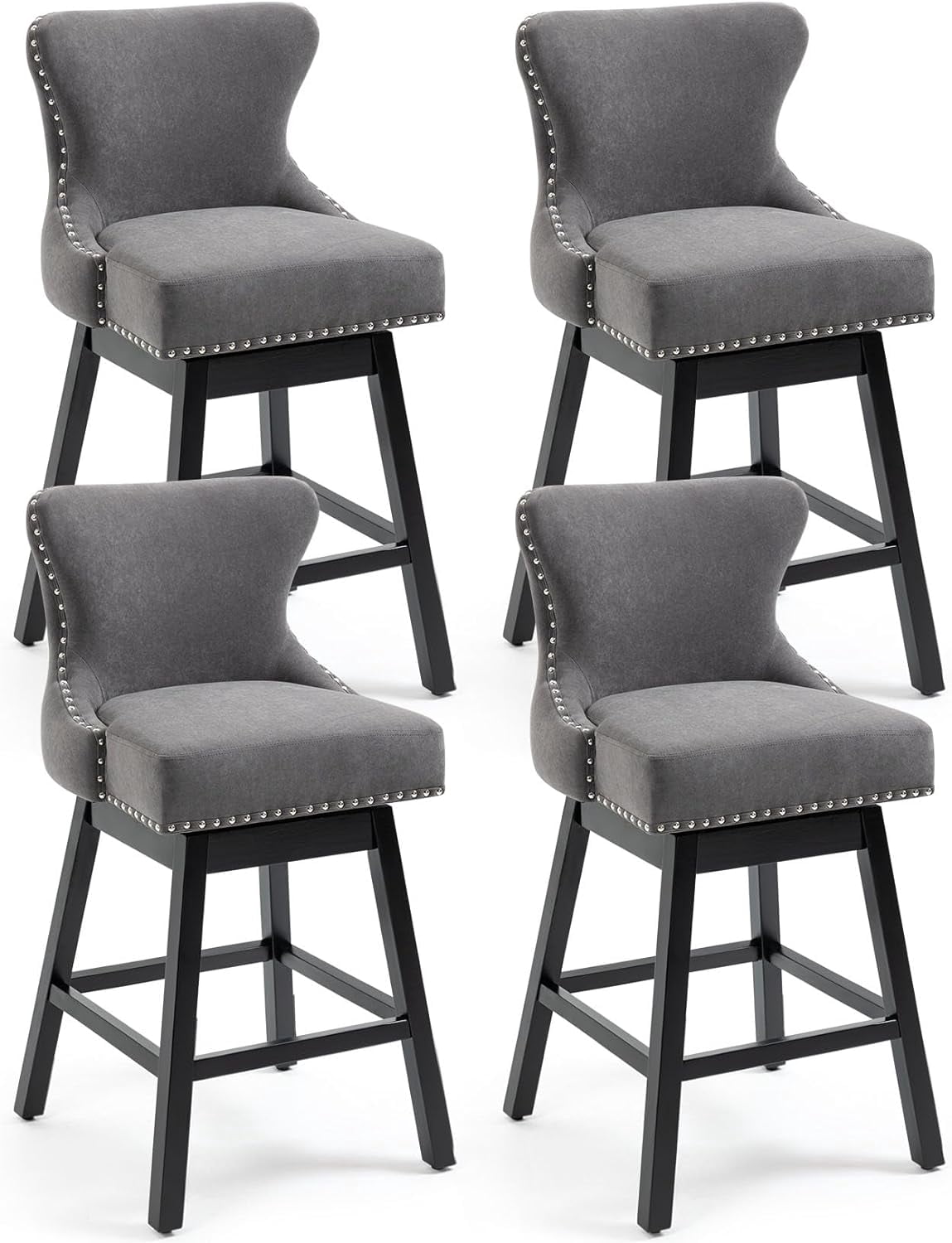 ECOTOUGE Swivel Barstools Set of 4, 29” Seat Height Bar Stools with ...