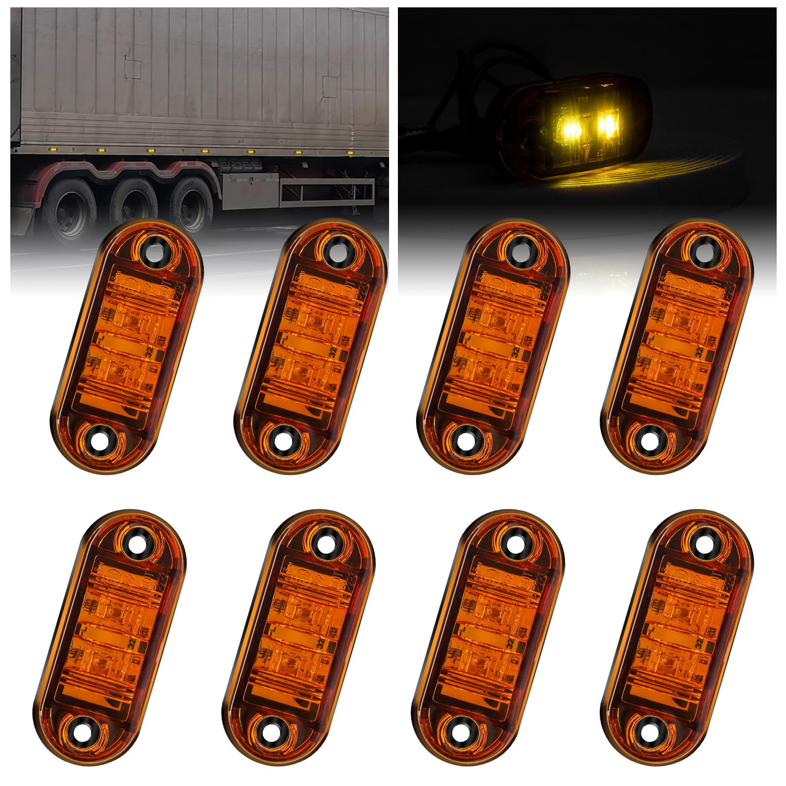 ECOTRIC 5pcs 31LED Amber MMF7 Cab Marker Lights Waterproof Roof Truck ...