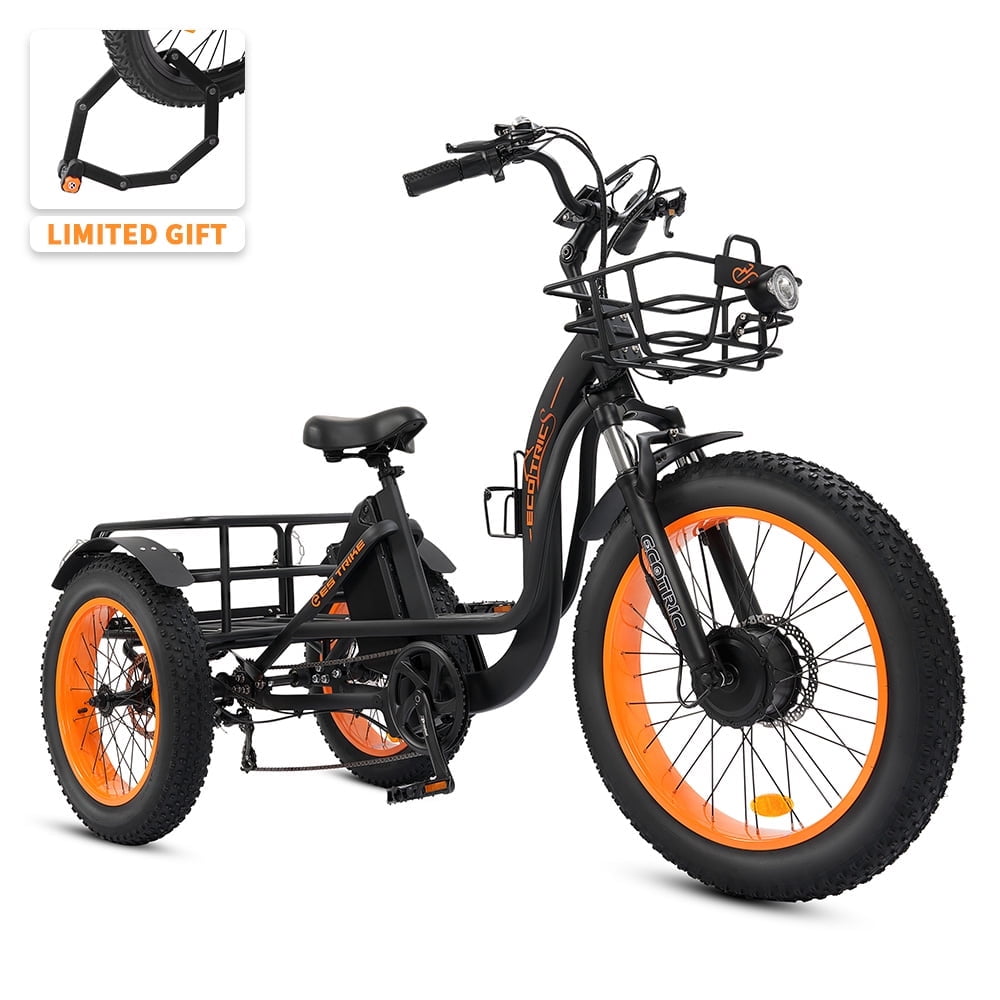 ECOTRIC Fat Tire Electric Tricycle 22.4AH for Adults with Basket, 750W ...