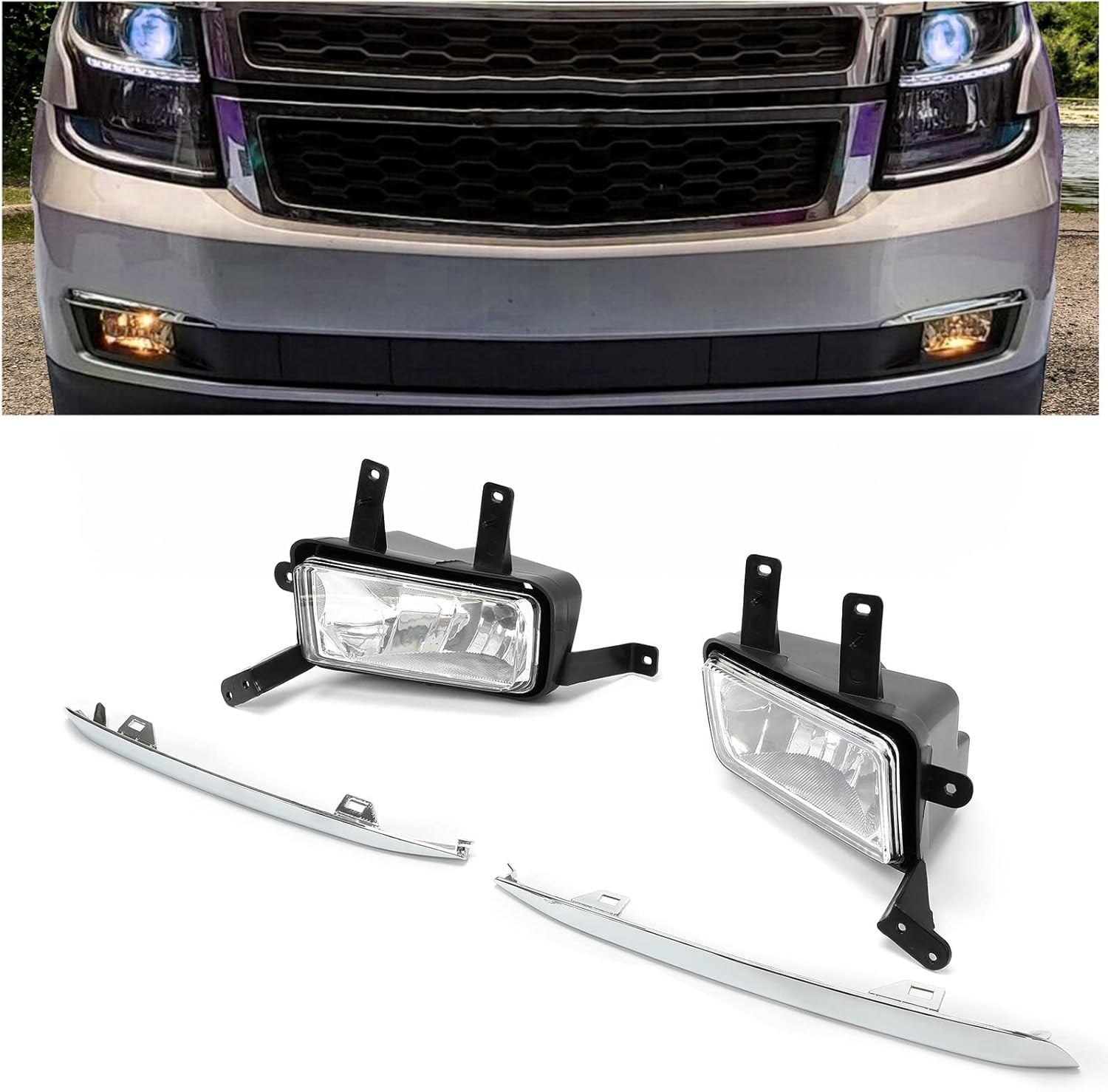 ECOTRIC Fog Lights w/Chrome Lips Compatible with 2015-2020 Chevy ...