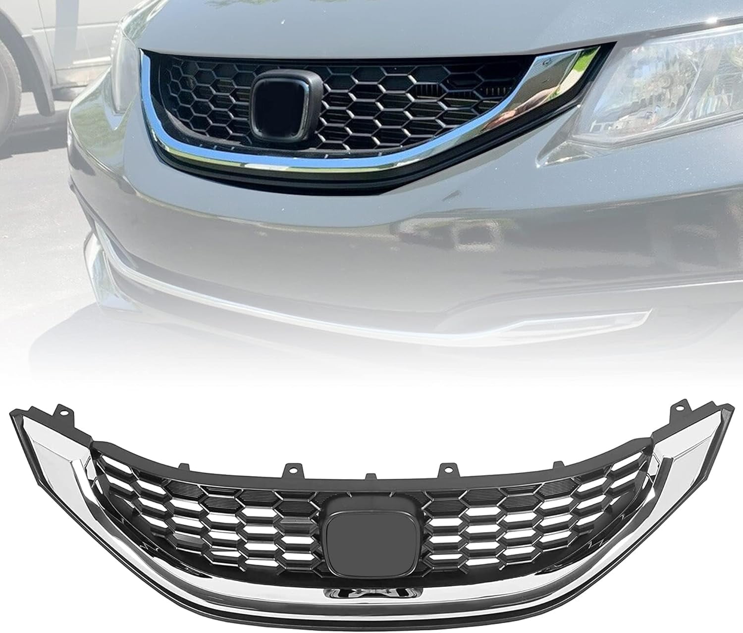ECOTRIC Front Grill Compatible with 2013 2014 2015 Honda Civic Sedan ...