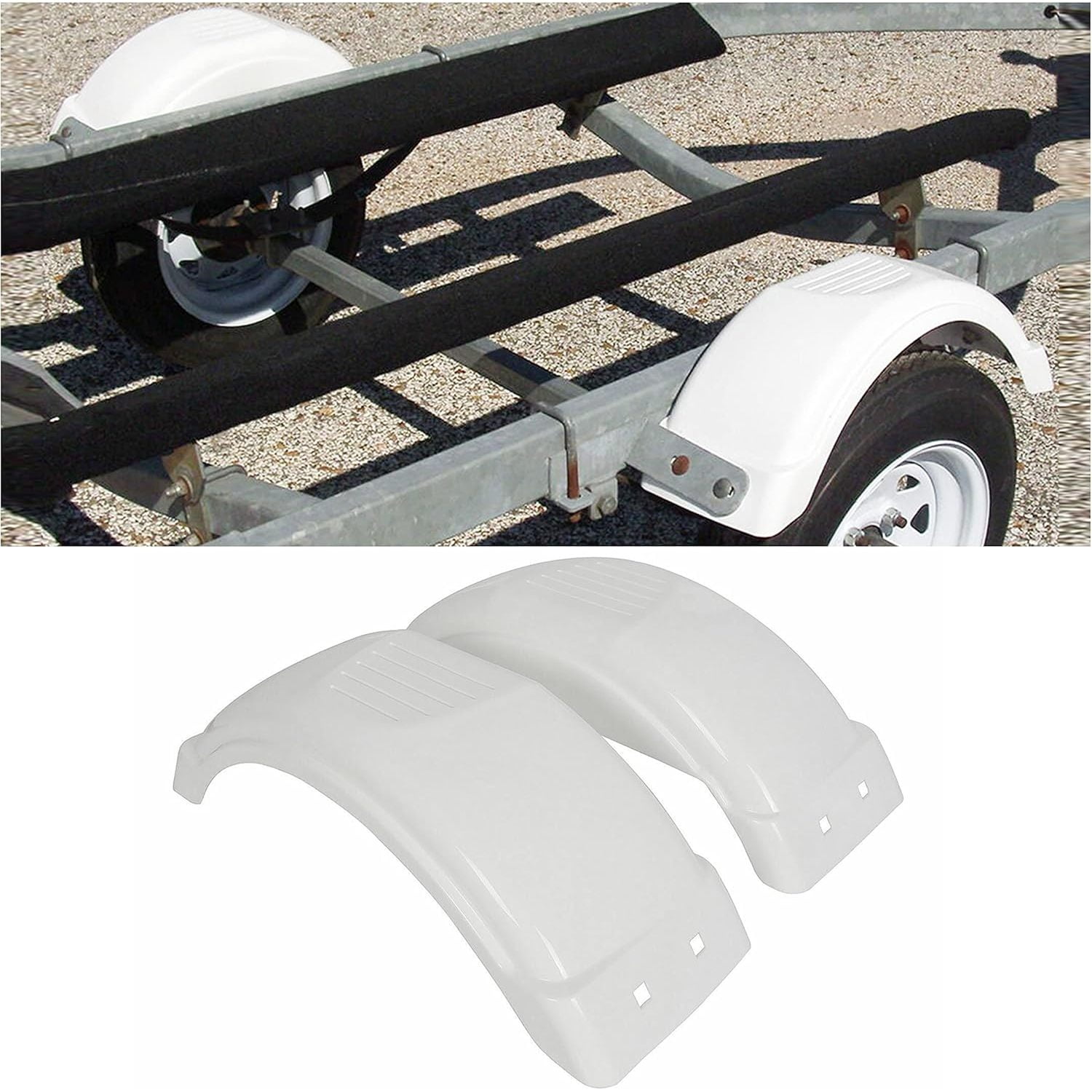 ECOTRIC Set of Two Single-Axle Trailer Fenders 8"-12" Wheels Tire Top Step Skirt Boat - Walmart.com