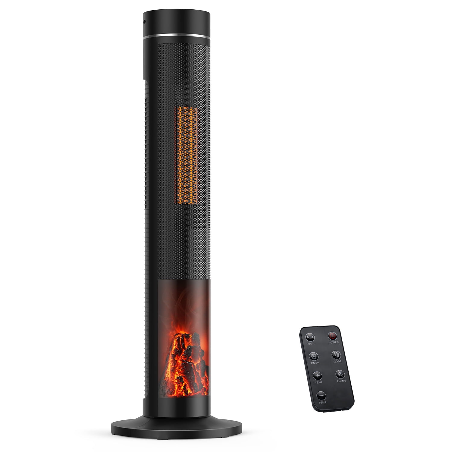 "ECOWELL Electric 33"" Tower Heater for Large Home Spaces, 3D Flame ...
