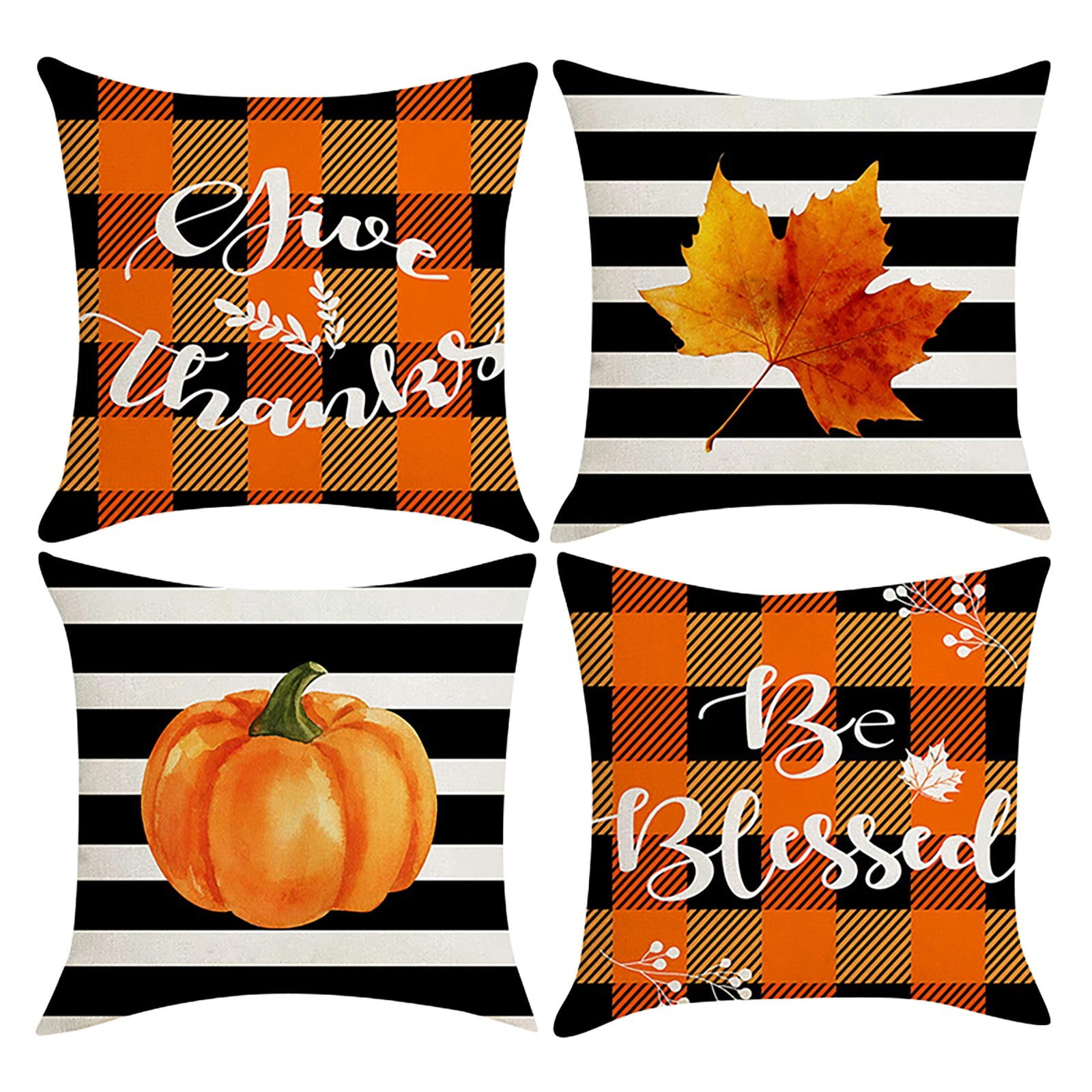 ECPECAD 18X18 Fall Pillow Covers, Thanksgiving Autumn Decorative Throw ...