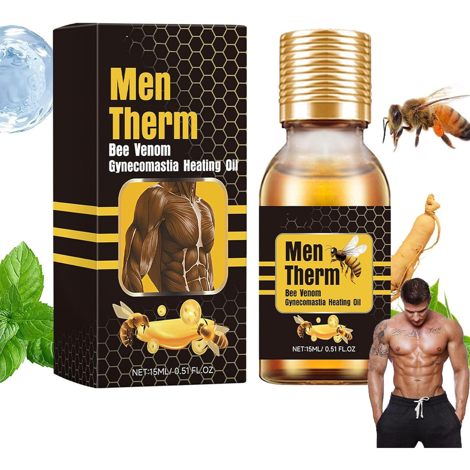 ECPECAD Bee Gynecomastia Heating Oil, Best Men Bee Oil, Men Oil, Men ...