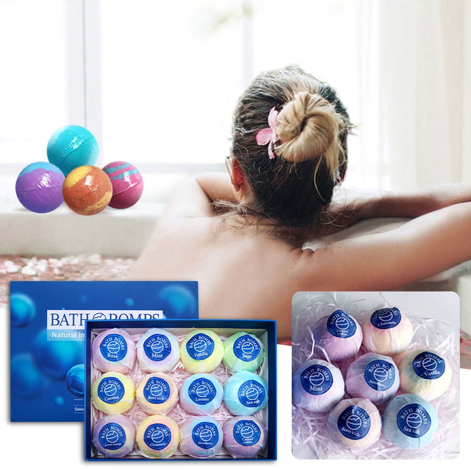 ECPECAD Bubble Bath Ball Gift Set 12pcs Dry Skin Moisturize Perfect For Bubble & Spa Bath ...