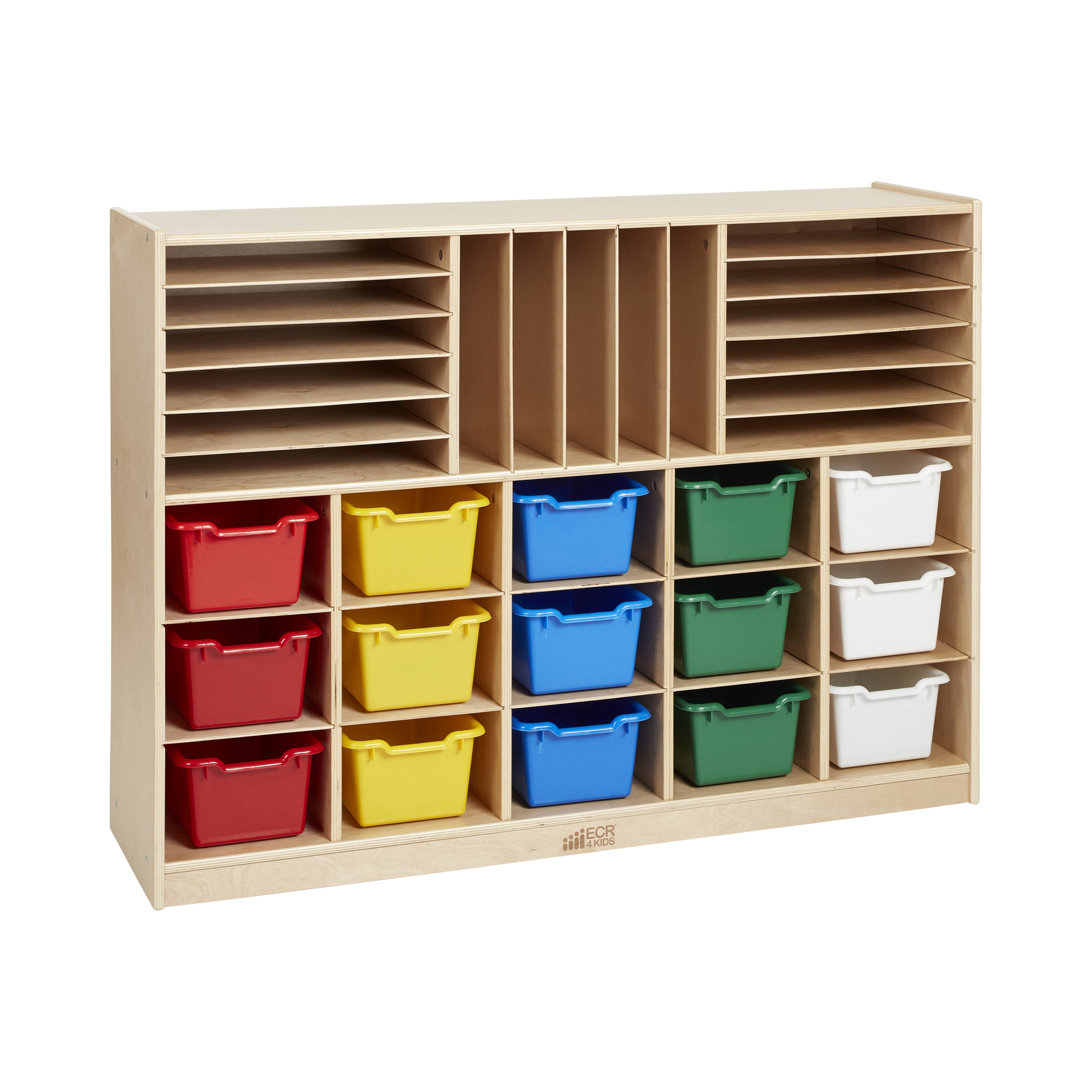 ECR4KIDS Multi-Section Storage Cabinet with 15 Assorted Colored Bins ...