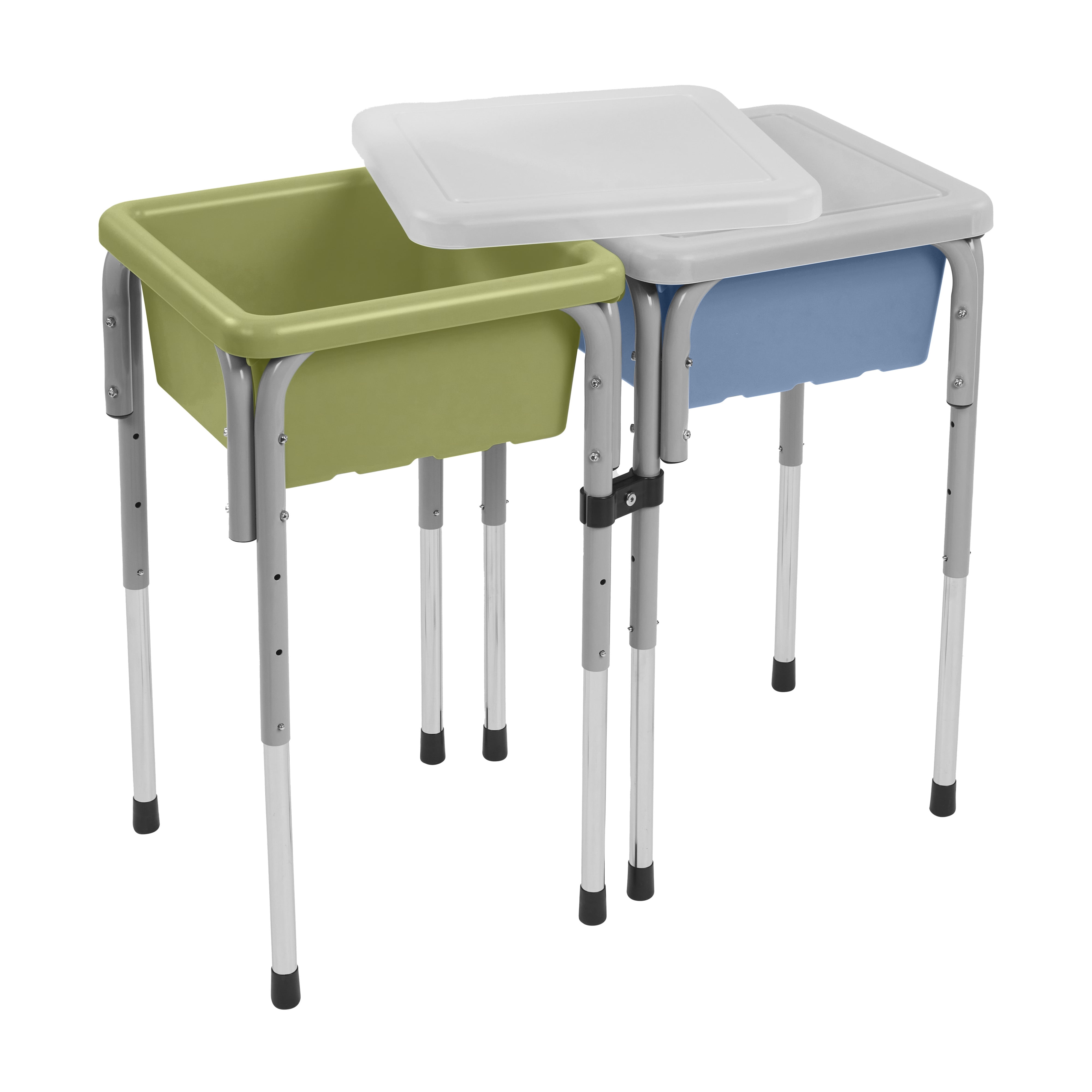 ECR4Kids 2-Station Sand and Water Adjustable Height Table, Sensory Bins ...