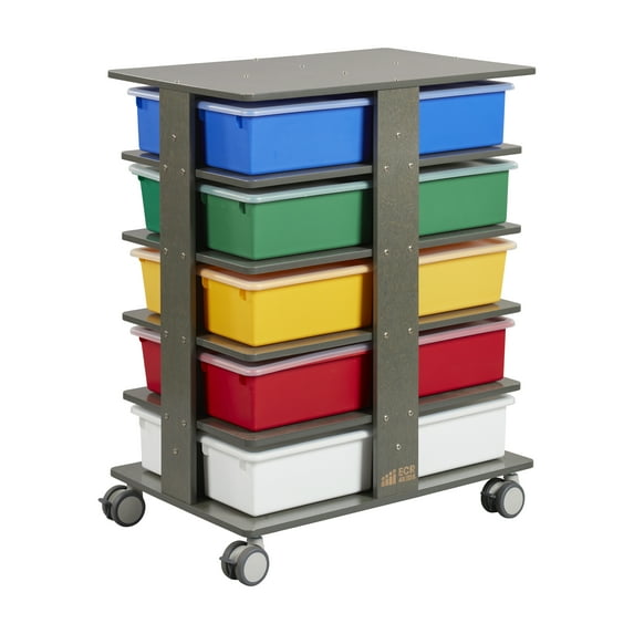 ECR4Kids 20-Compartment Mobile Storage Tower and 20 Cubby Bins, 5x4 ...