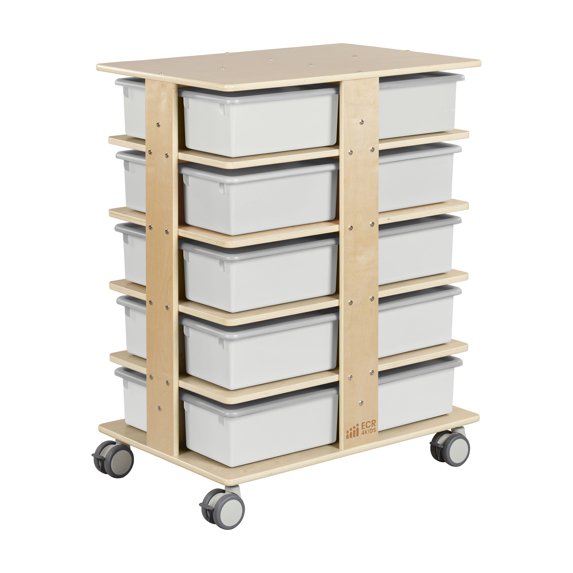ECR4Kids 20-Compartment Mobile Storage Tower and 20 Cubby Bins, 5x4 ...