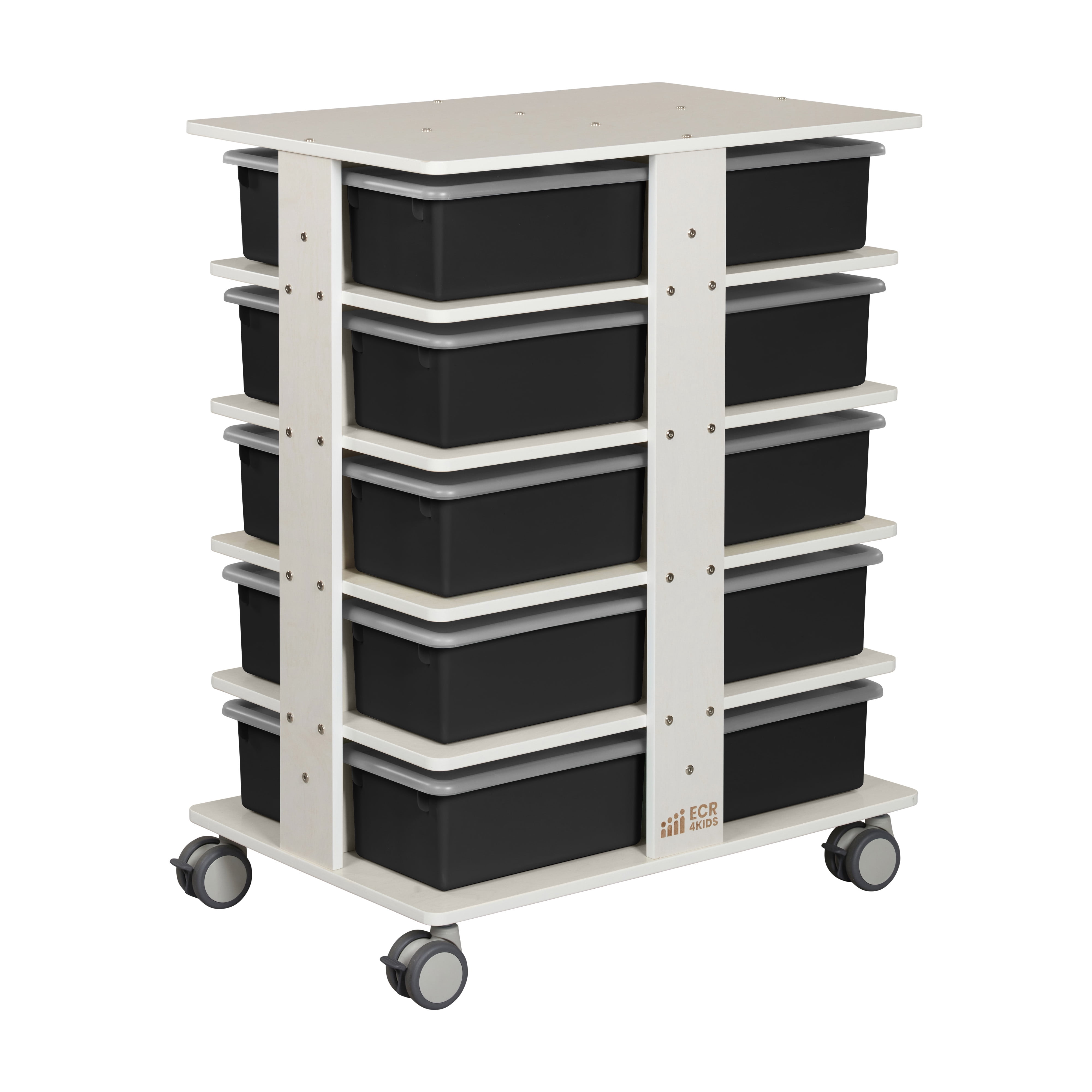 ECR4Kids 20-Compartment Mobile Storage Tower with Cubby Bins with Lids ...