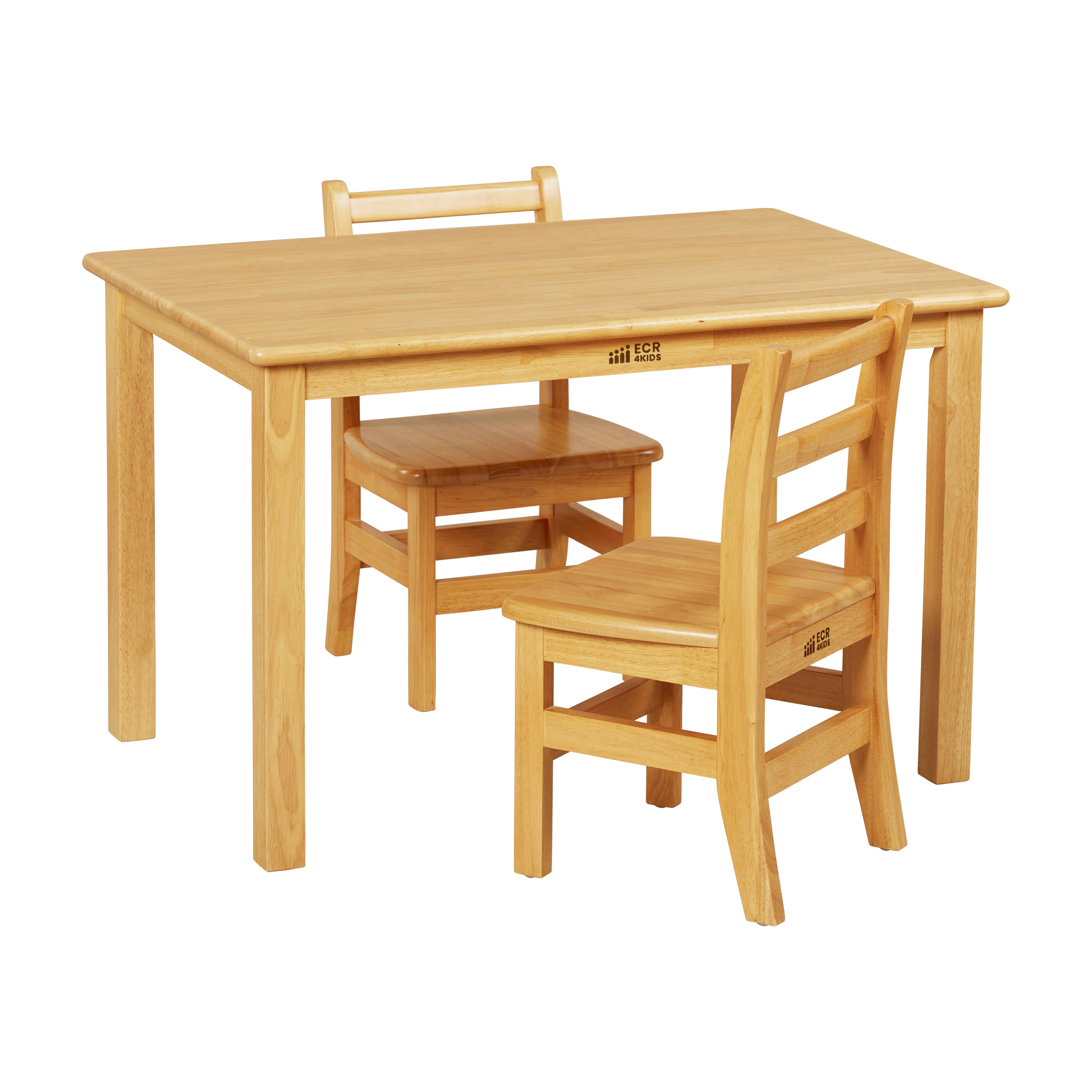 ECR4Kids 24in x 36in Rectangular Hardwood Table and Chair Set, 12in ...