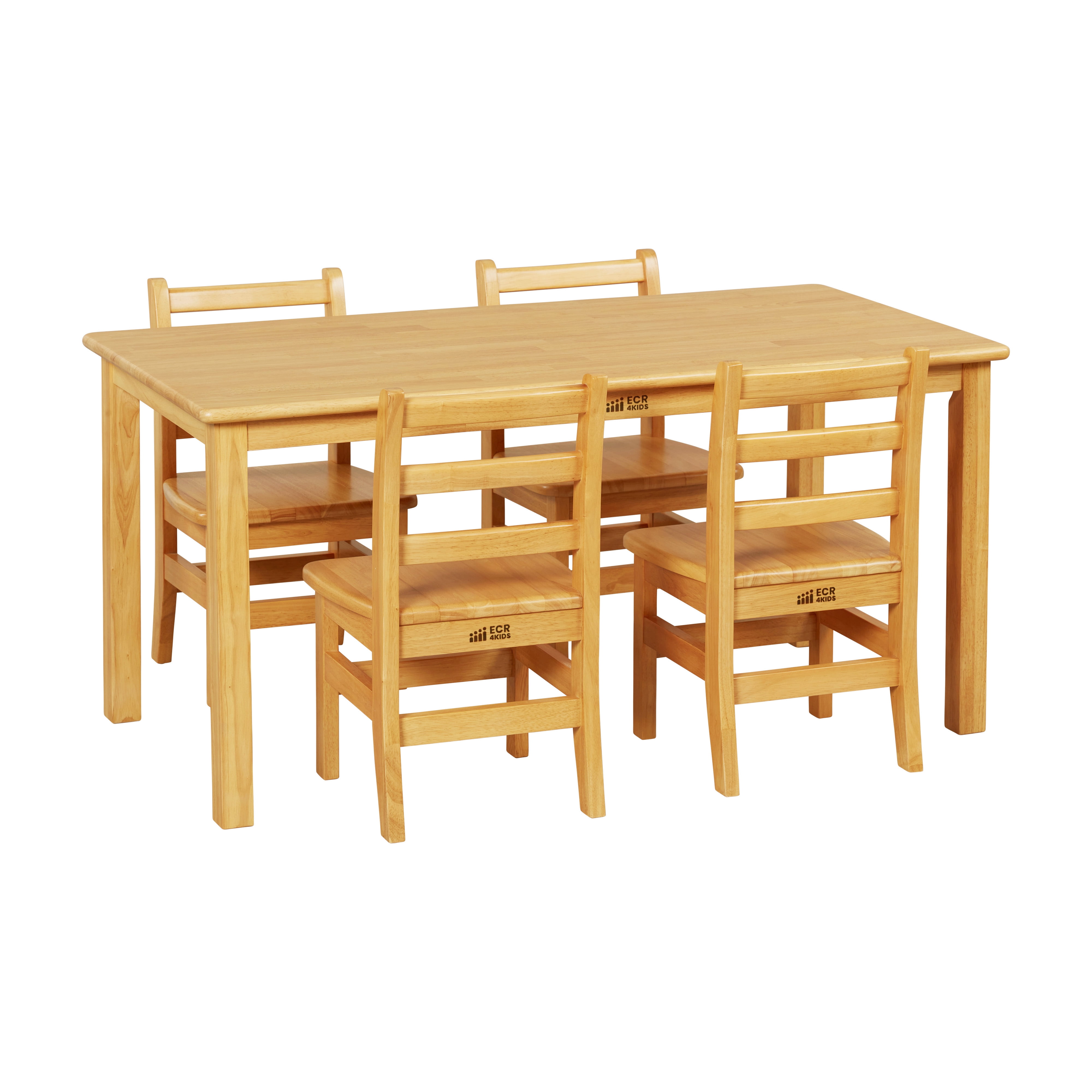 ECR4Kids 24in x 48in Rectangular Hardwood Table and Chair Set, 12in ...
