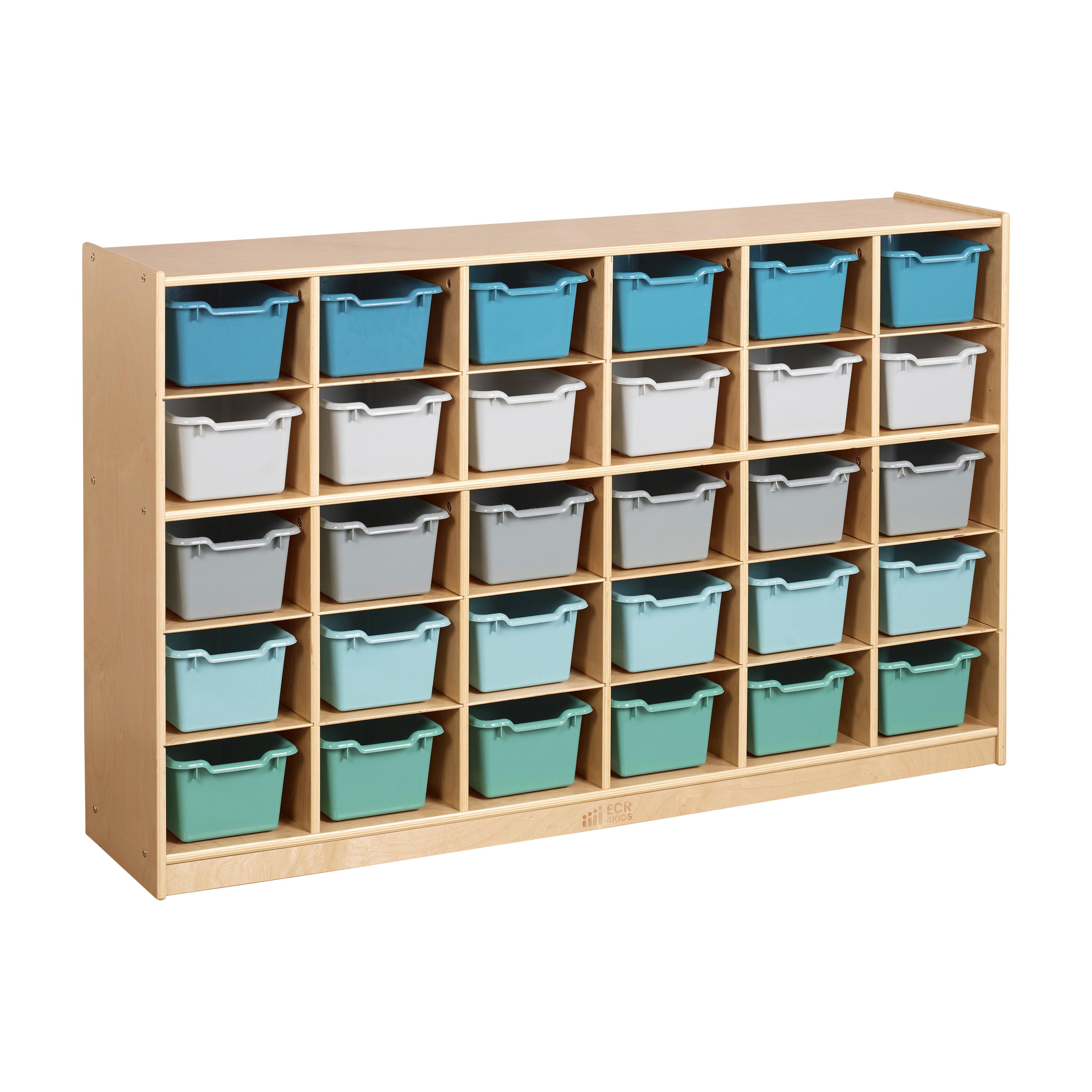 ECR4Kids 30 Cubby Tray Cabinet with Scoop Front Storage Bins, 5x6 ...
