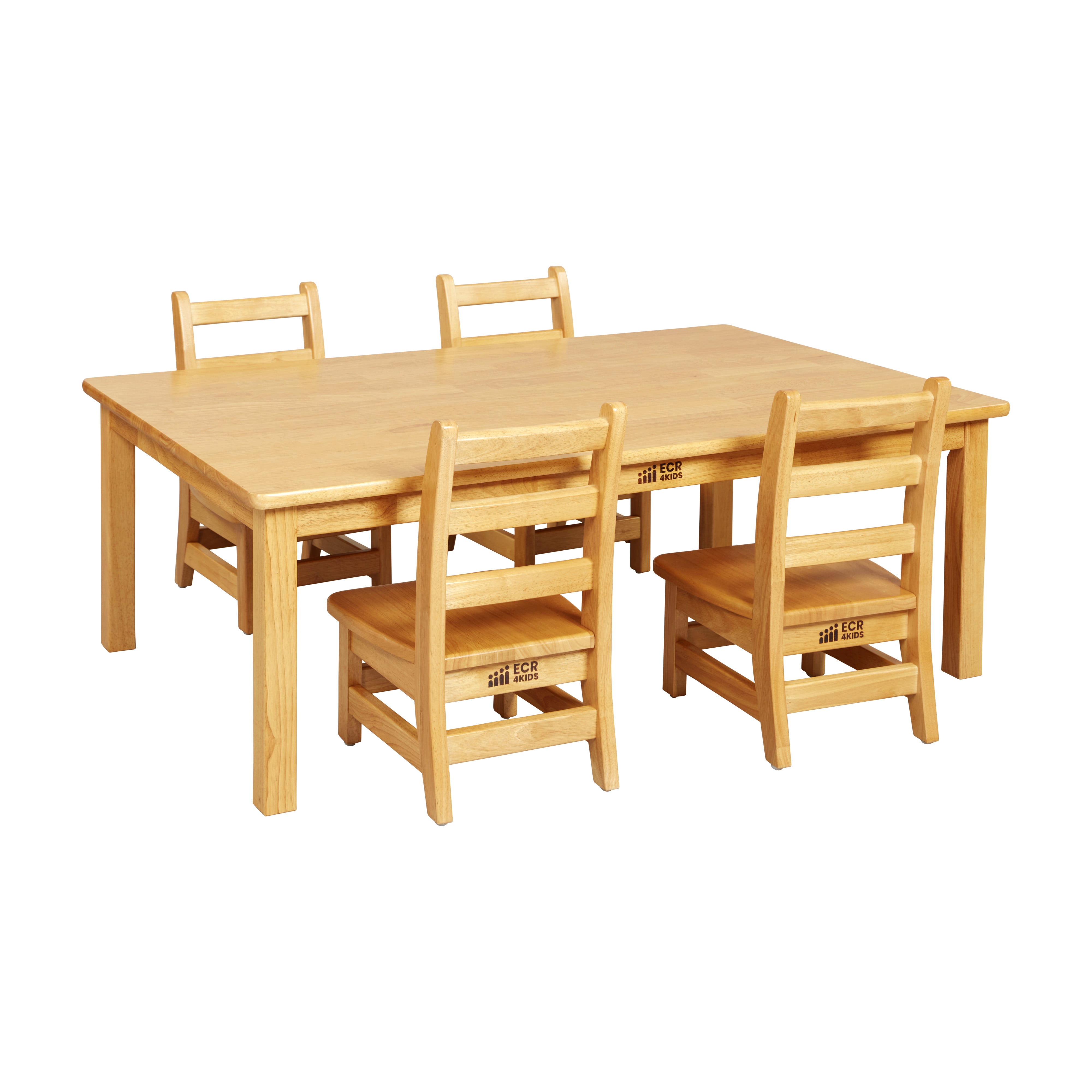 ECR4Kids 30in x 48in Rectangular Hardwood Table with 16in Legs and Four ...