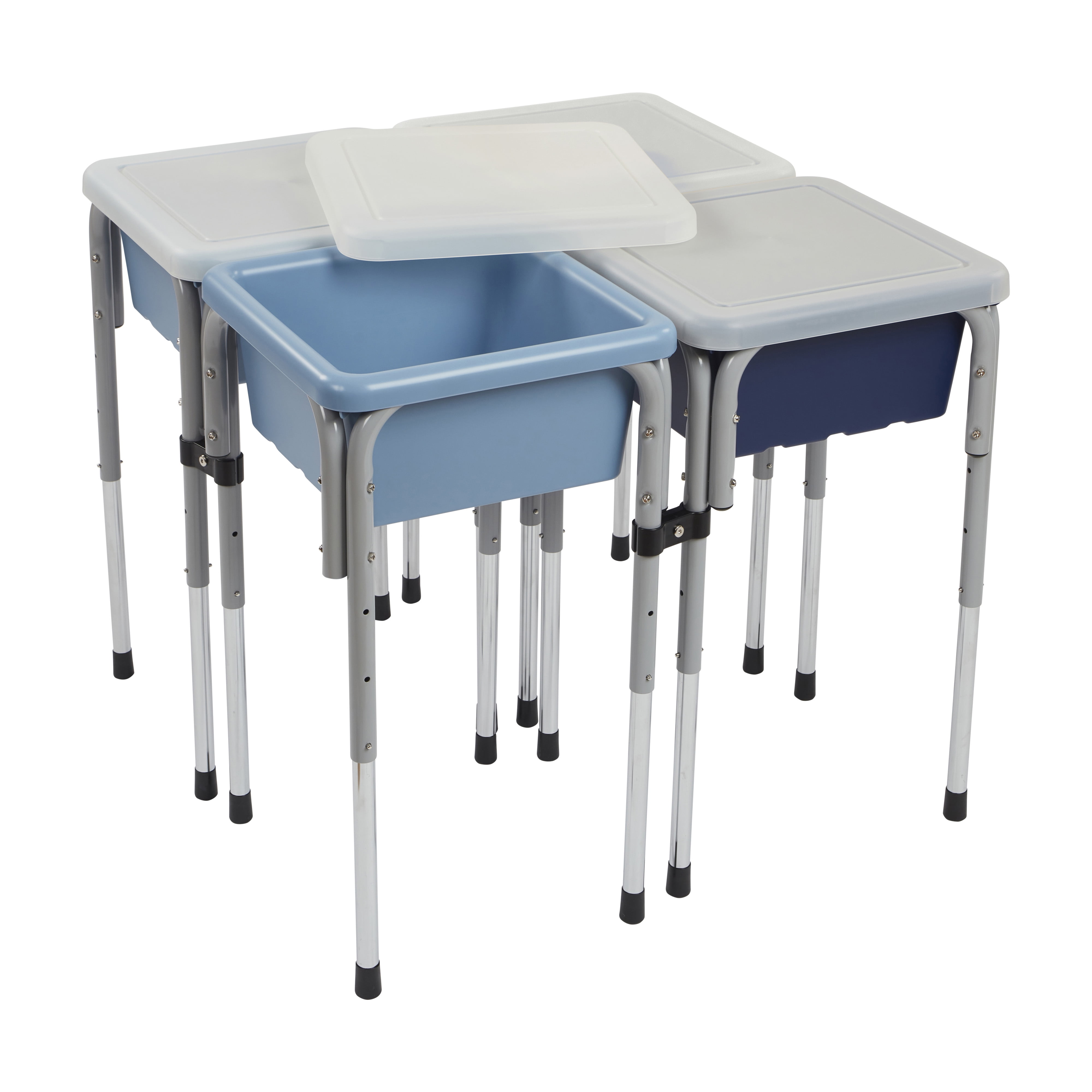 ECR4Kids 4-Station Sand and Water Adjustable Height Table, Sensory Bins ...
