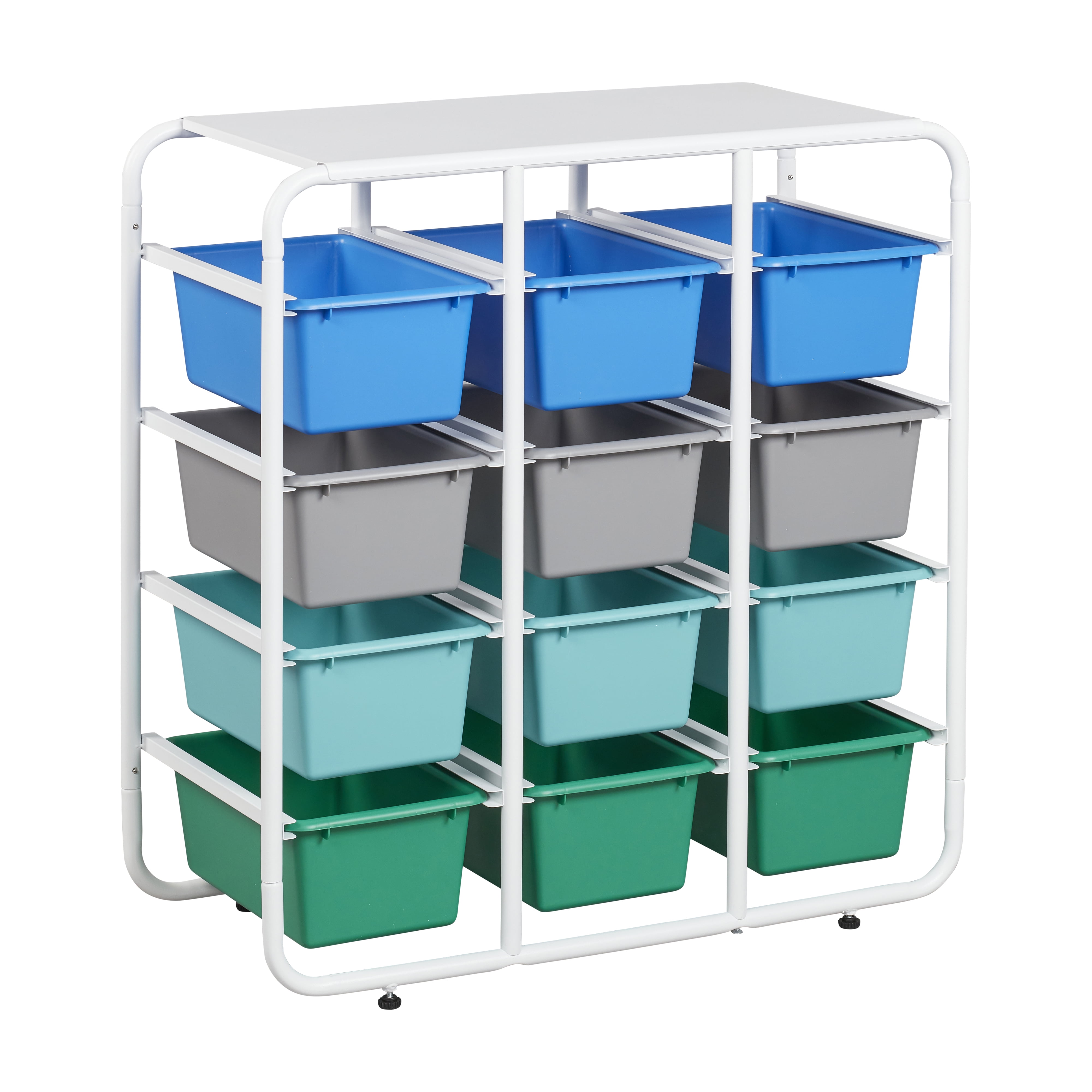 ECR4Kids 4-Tier Storage Rack with 12 Cubby Bins 4x3, Contemporary - Walmart.com