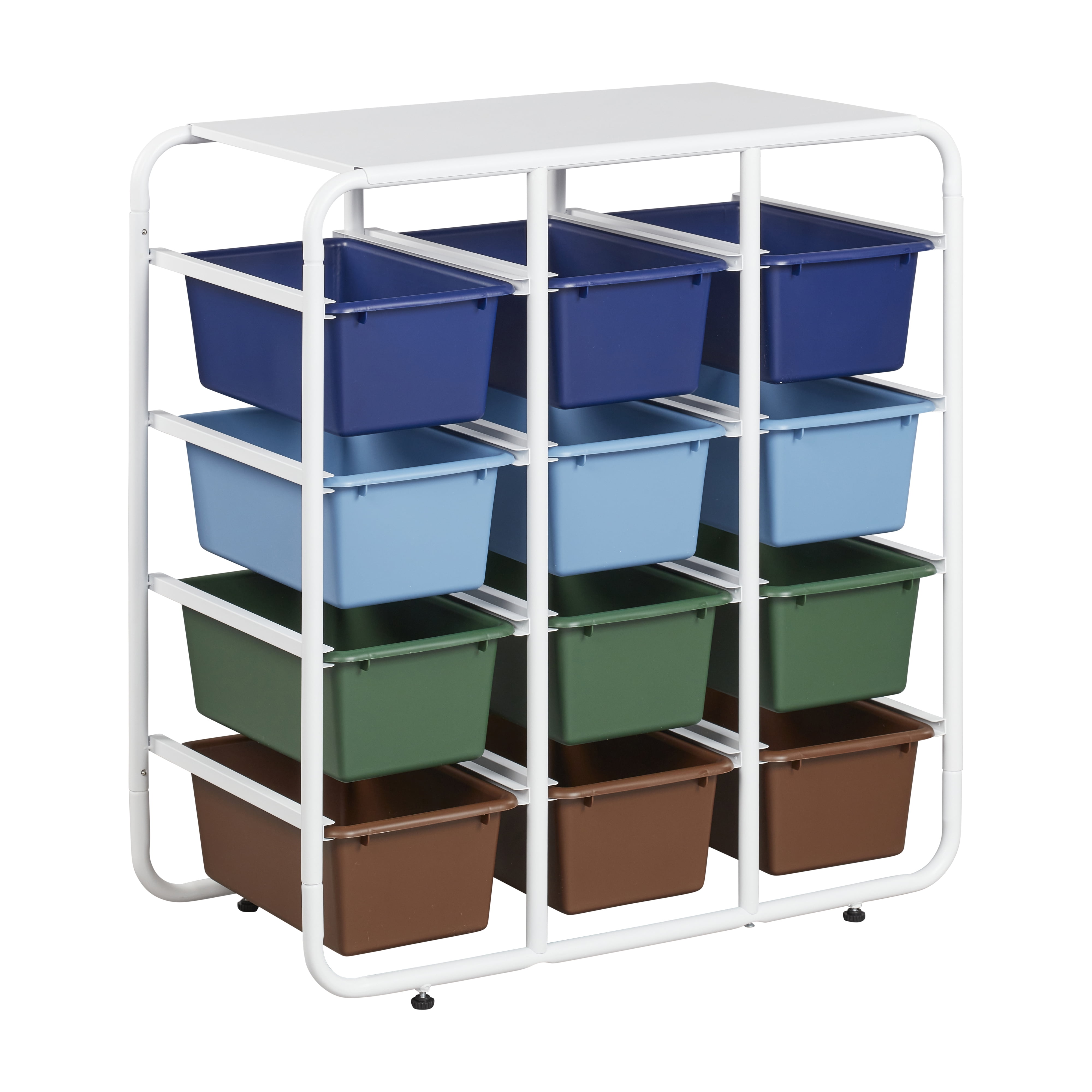 ECR4Kids 4-Tier Storage Rack with 12 Cubby Bins, 4x3, Multipurpose ...
