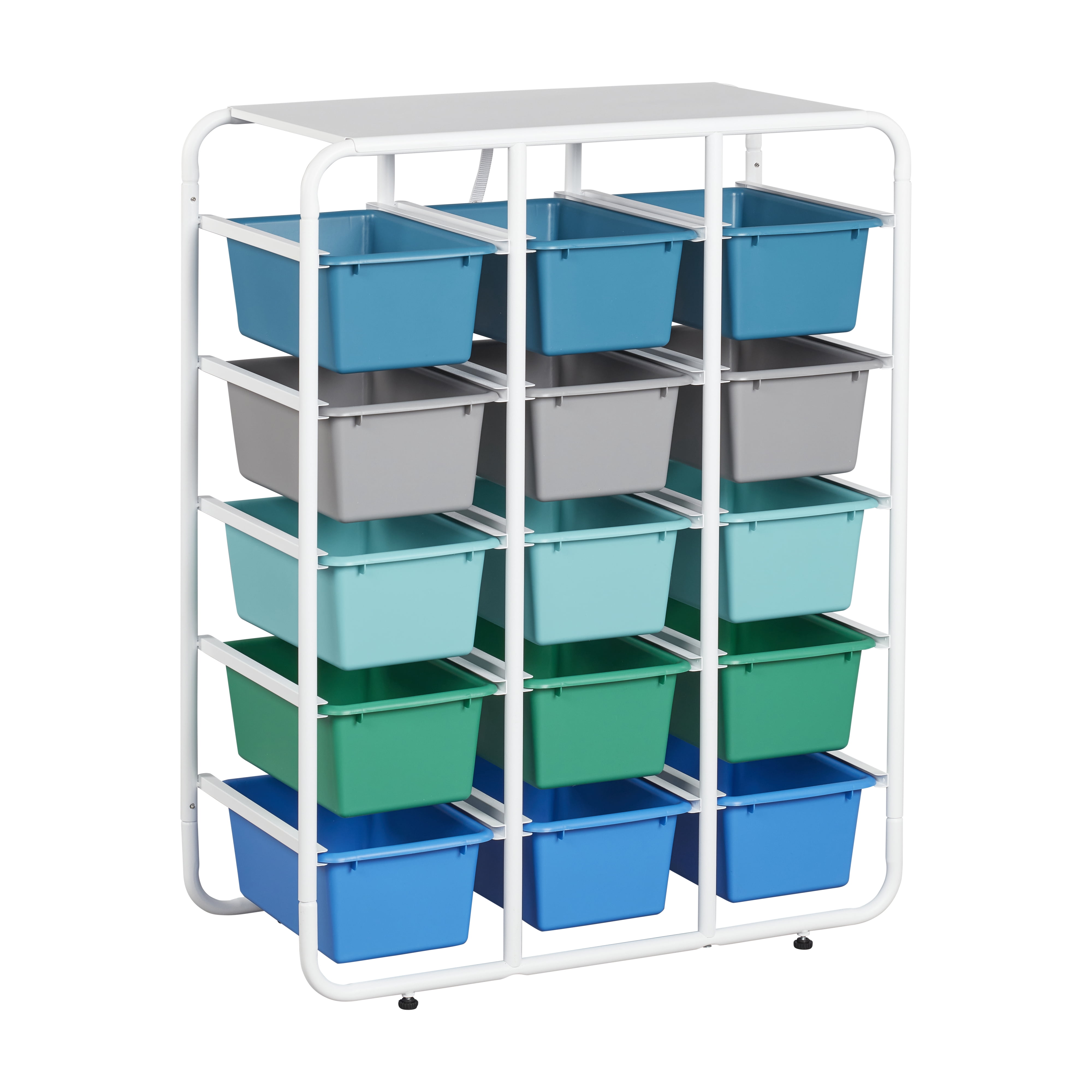ECR4Kids 5-Tier Storage Rack with 15 Cubby Bins 5x3, Contemporary, 1 ...