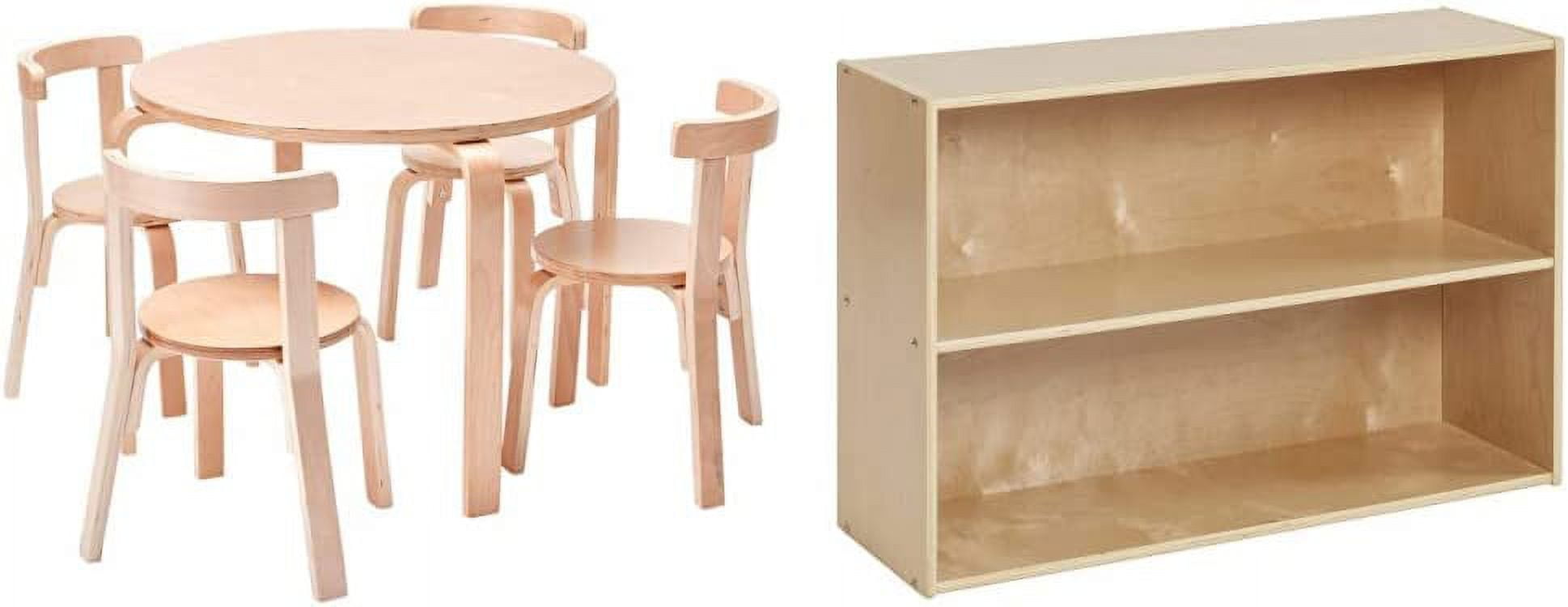 ECR4Kids Bentwood Round Table and Curved Back Chair Set 12in Seat ...