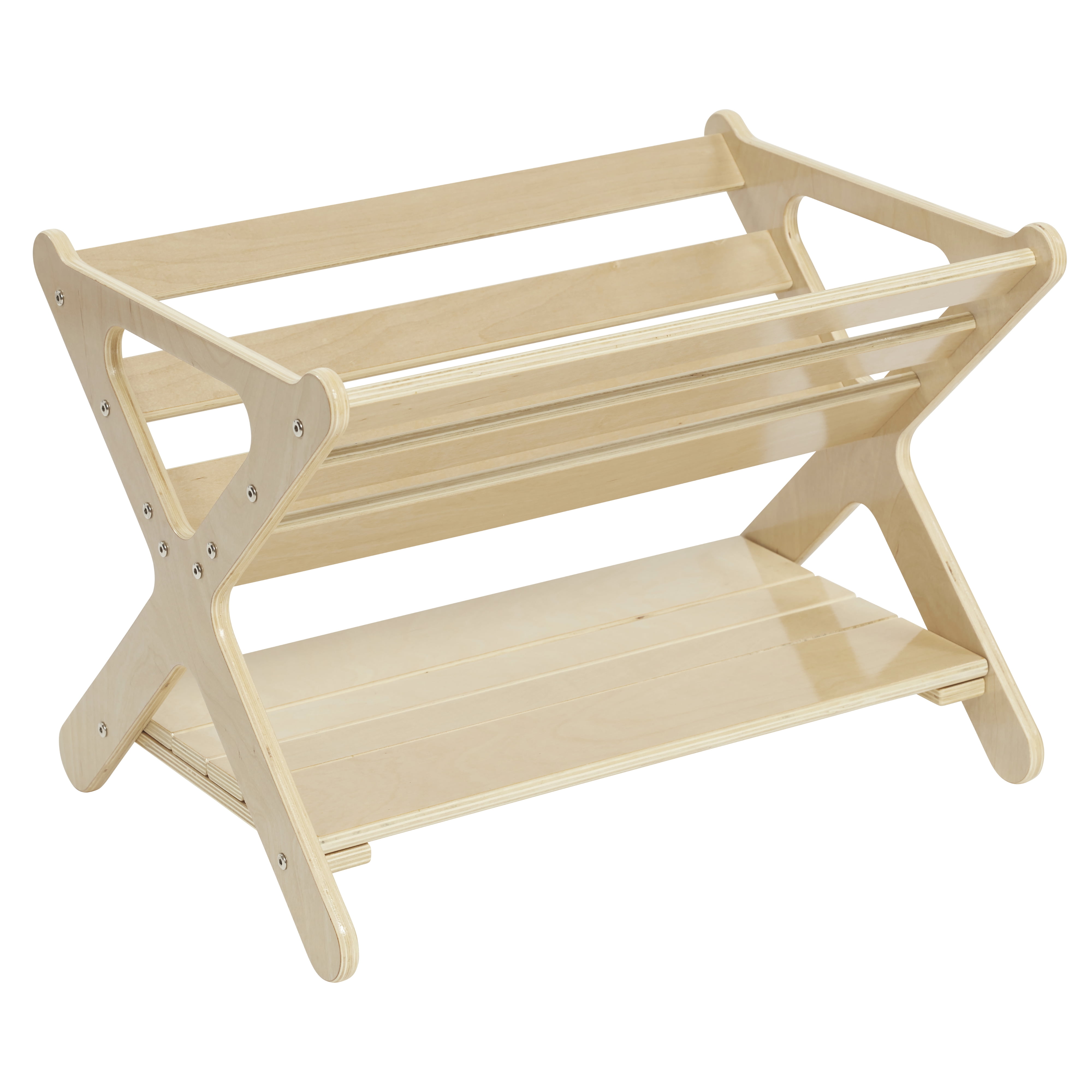 ECR4Kids Natural Birch Book Caddy with Shelf for Kids Playroom and ...