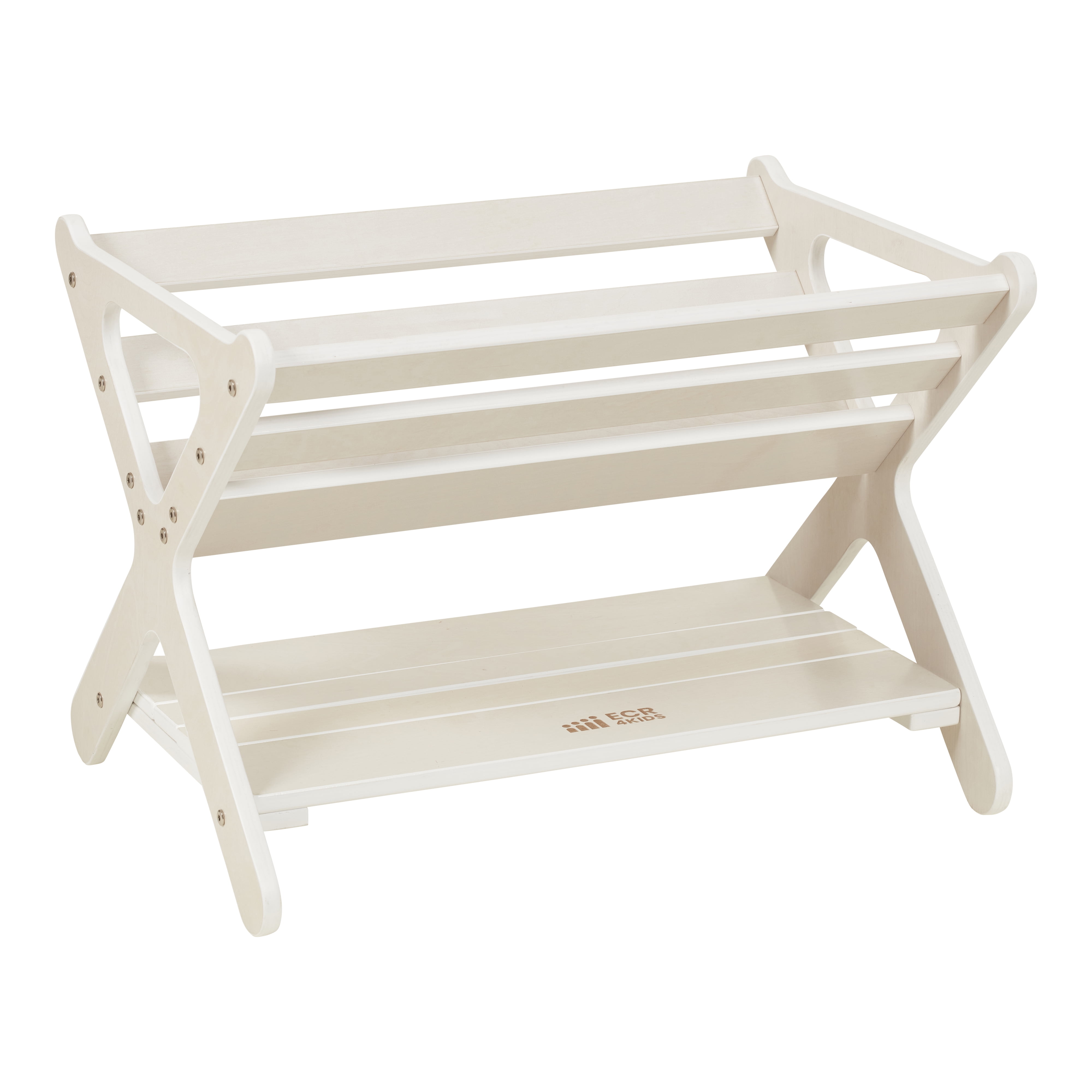 ECR4Kids Wooden Book Caddy with Lower Storage Shelf, Childrens ...