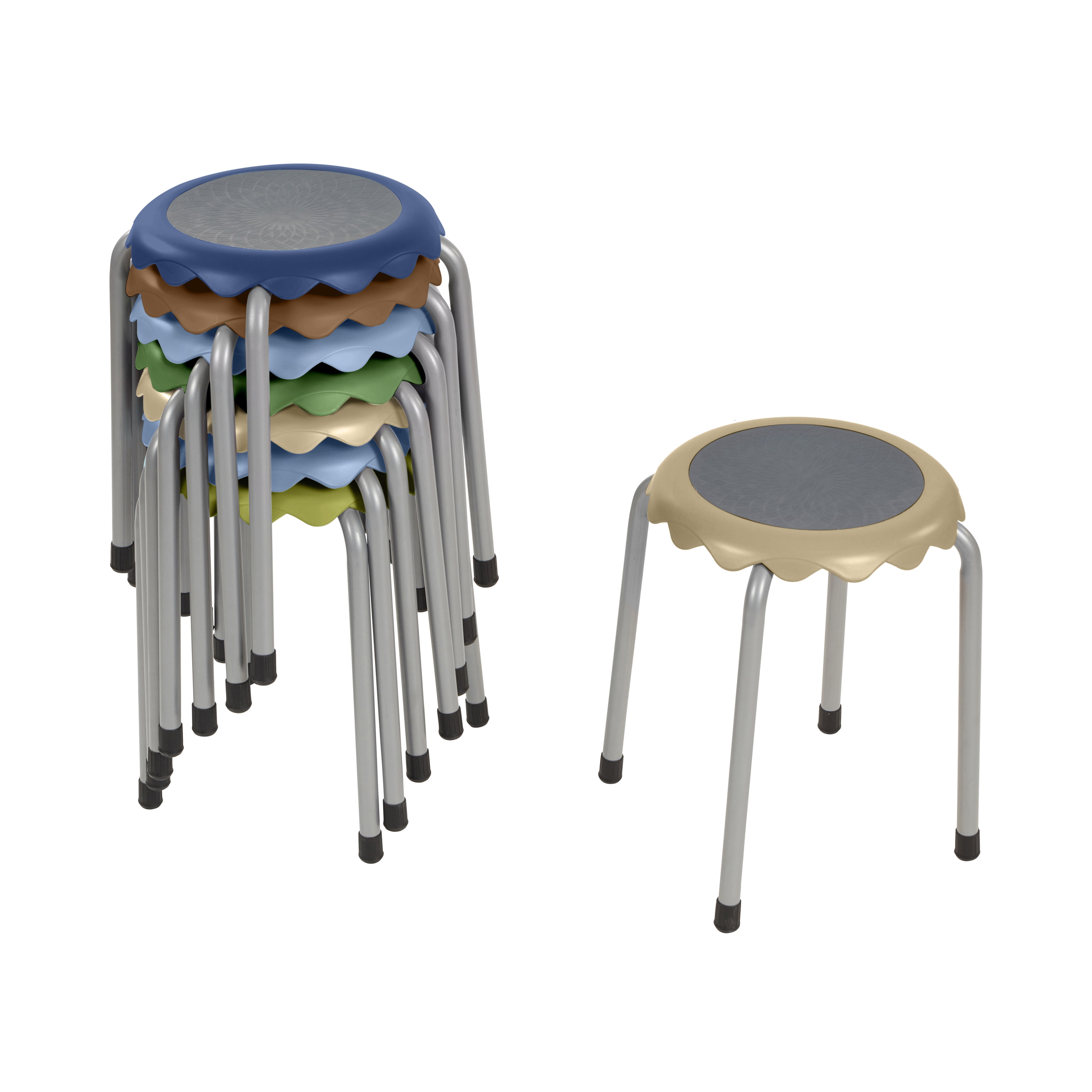 ECR4Kids Daisy Stackable Stool with Glides Seating Set, Flexible ...