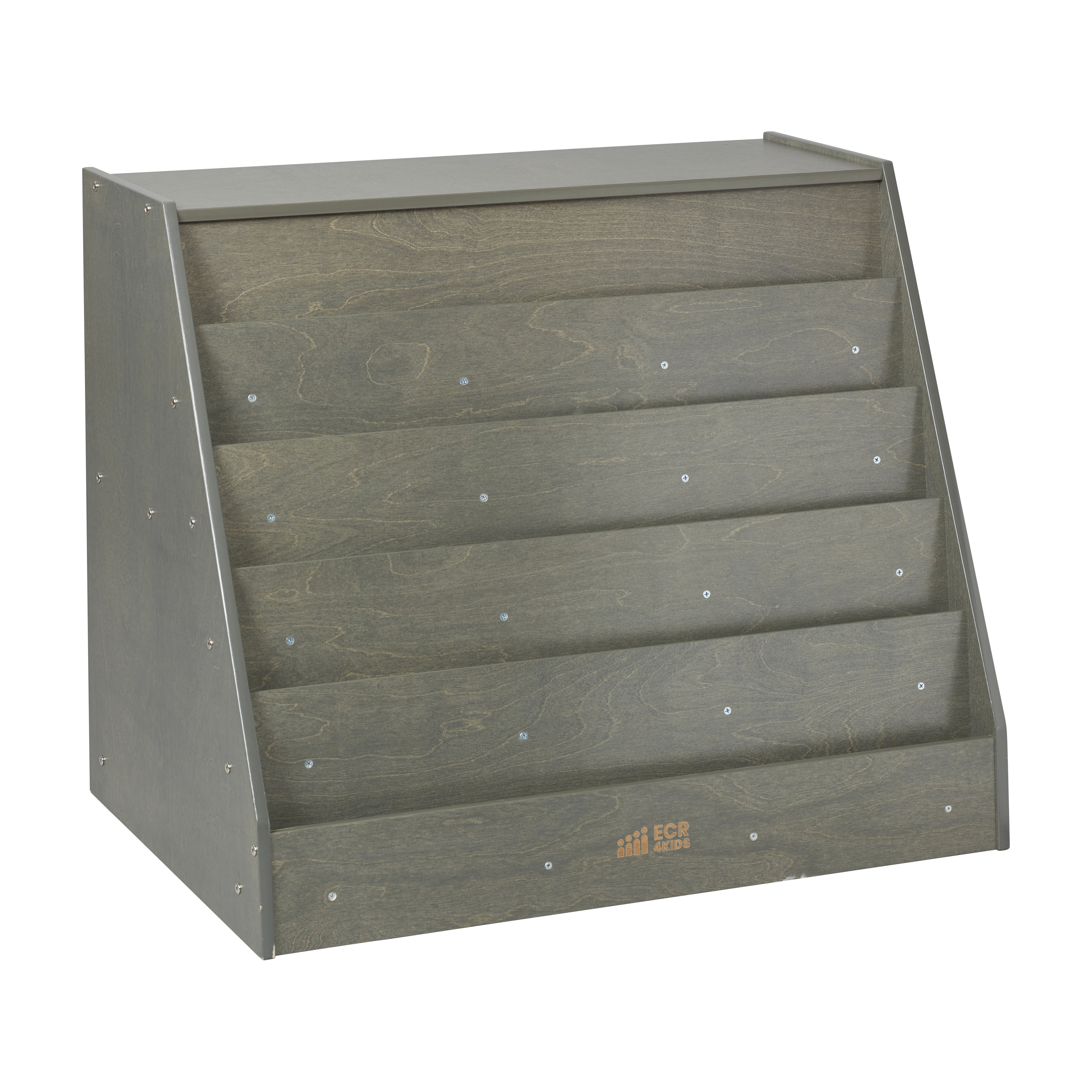 ECR4Kids Double-Sided Mobile Book Display with Storage, Grey Wash ...